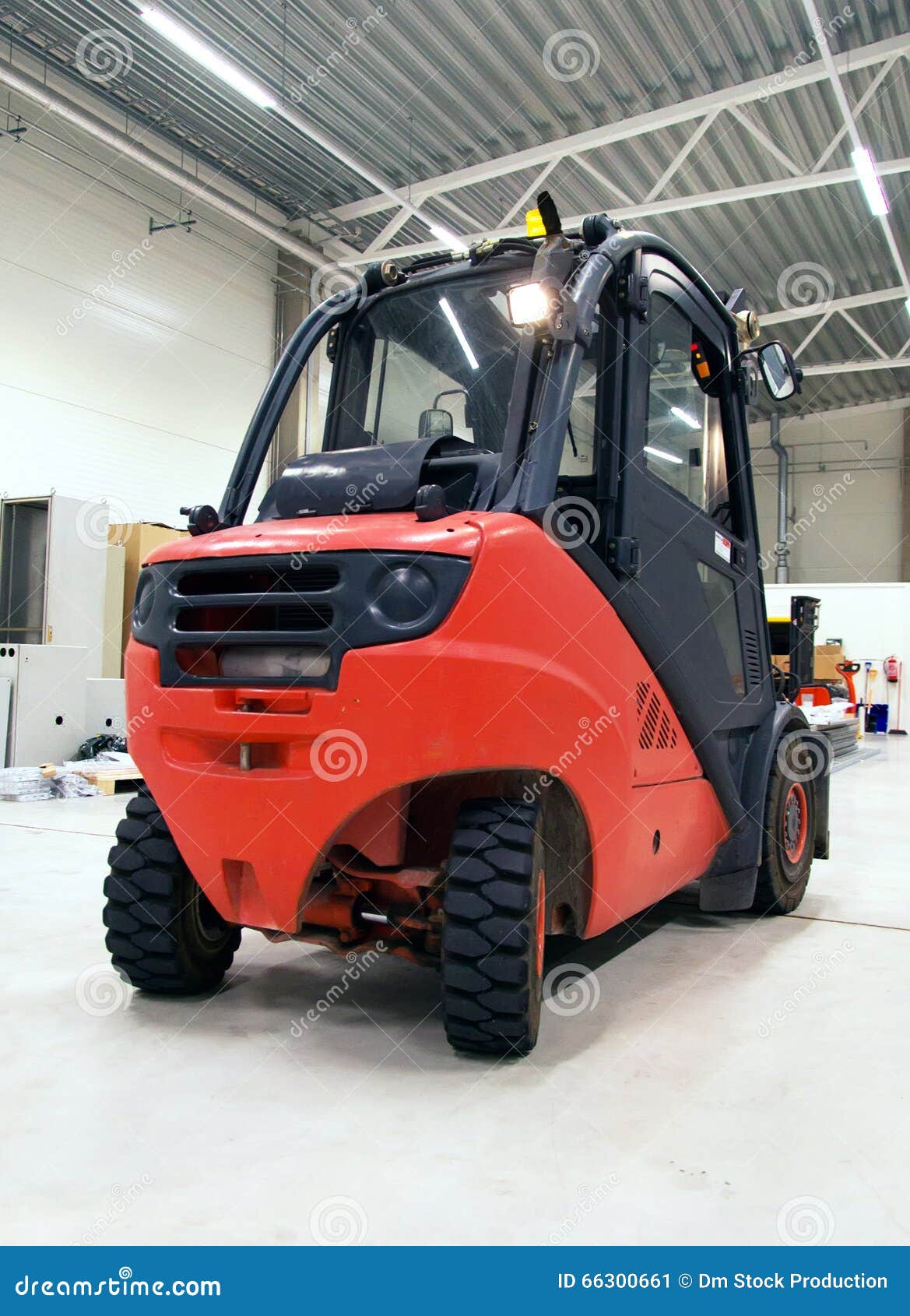 Orange forklift loader. stock image. Image of factory - 66300661
