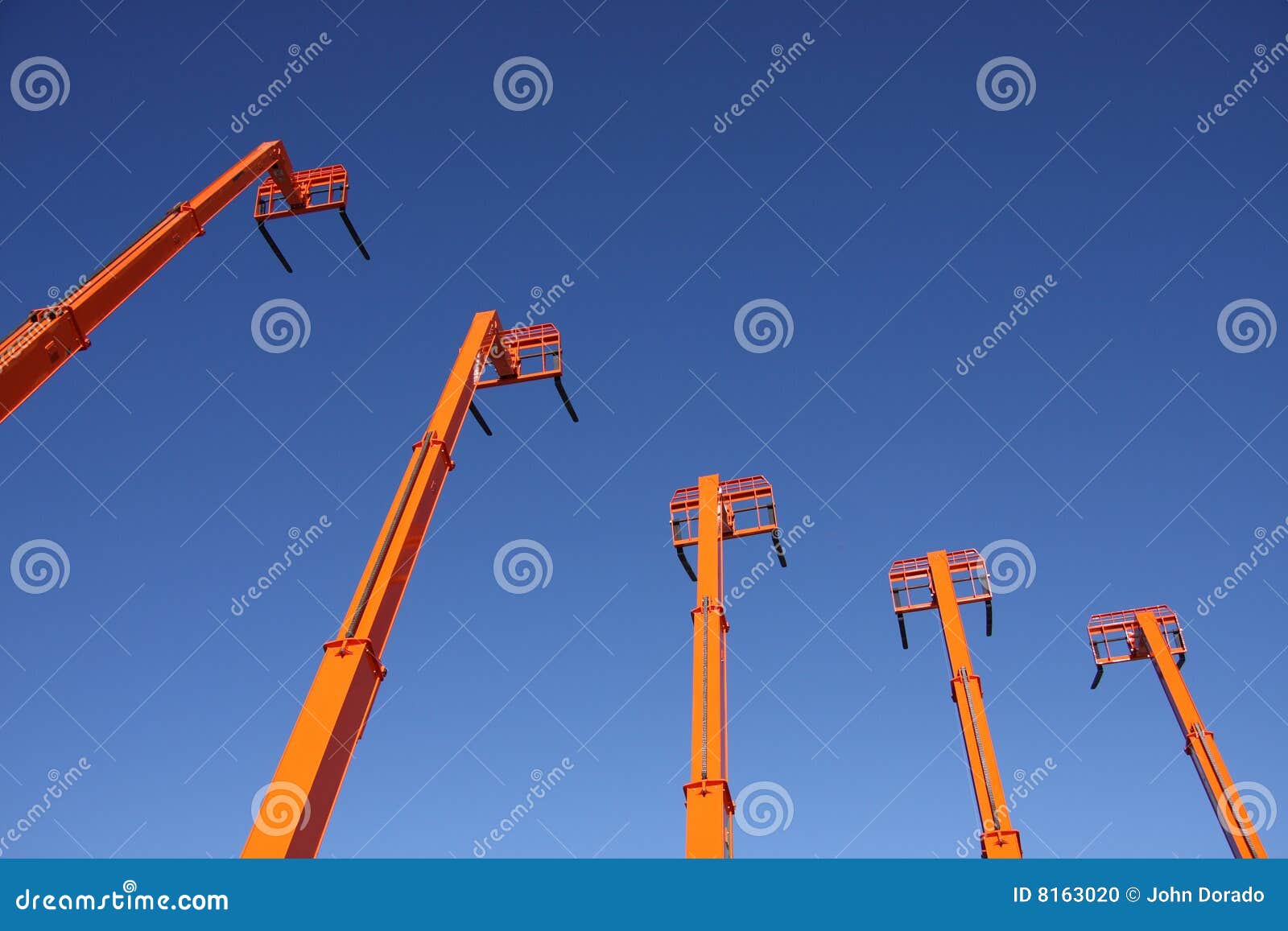Orange Forklifts stock photo. Image of vivid, metal, orange - 8163020