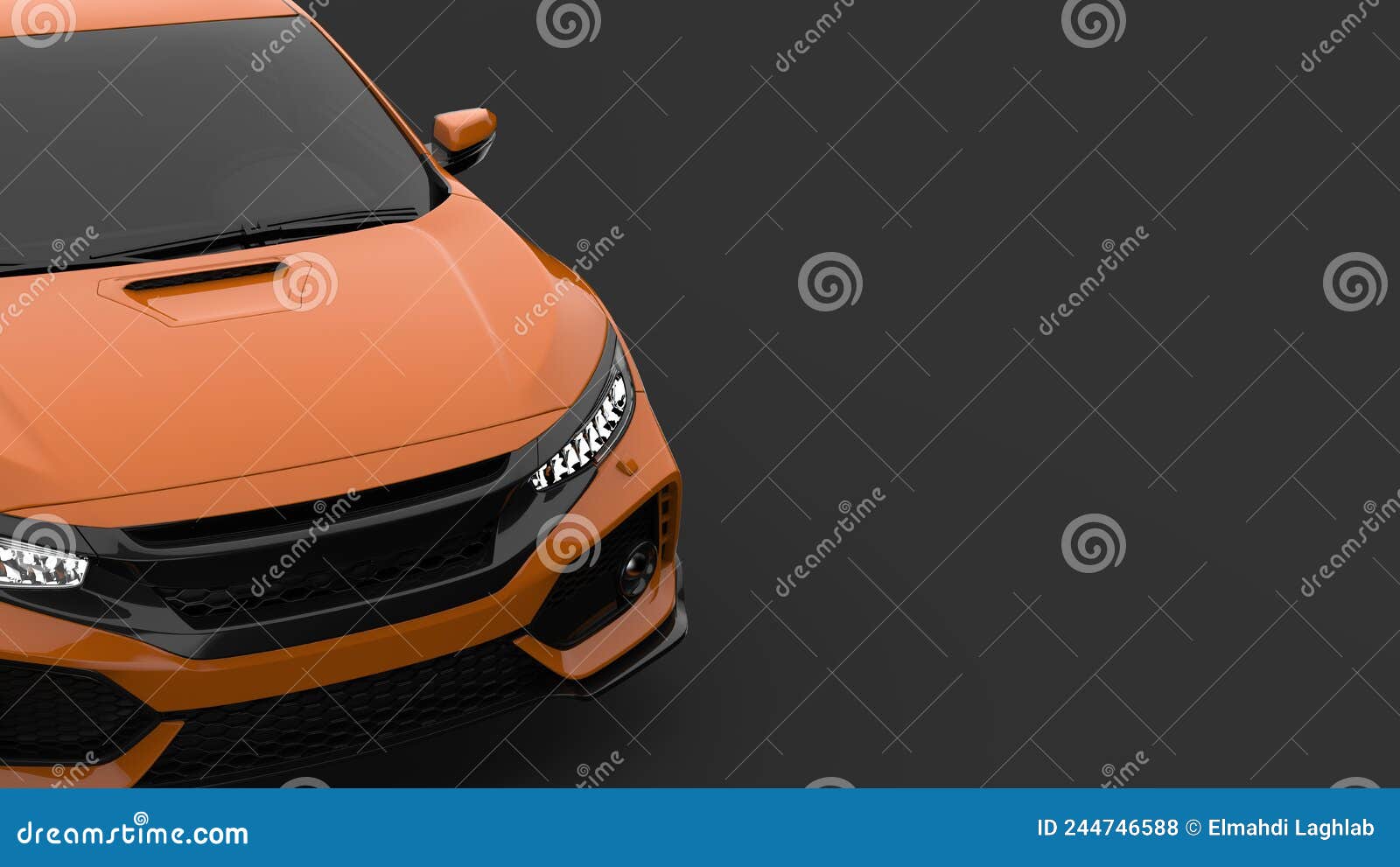 Orange Front View of a Generic Moder Sport Car Stock Illustration ...