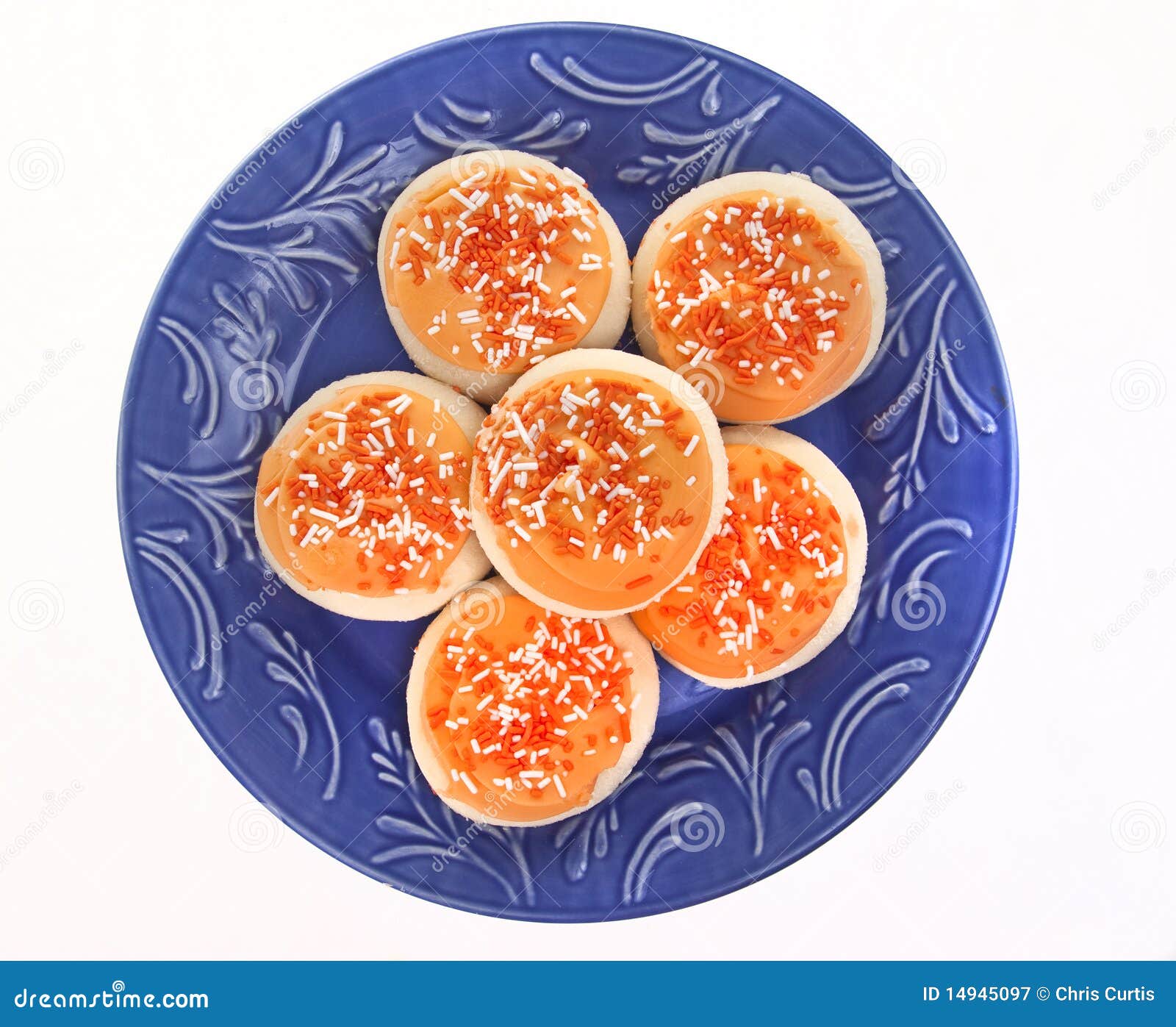 Orange Frosted Sugar Cookies with Sprinkles Stock Image - Image of ...