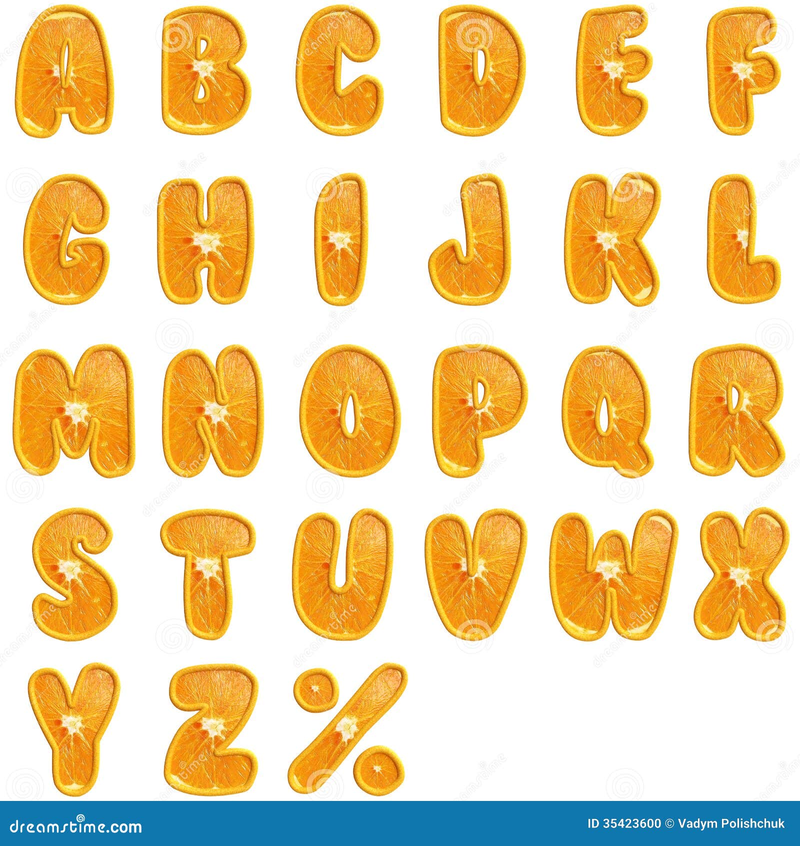 Orange Fruit Alphabet. Stock Photo - Image: 35423600