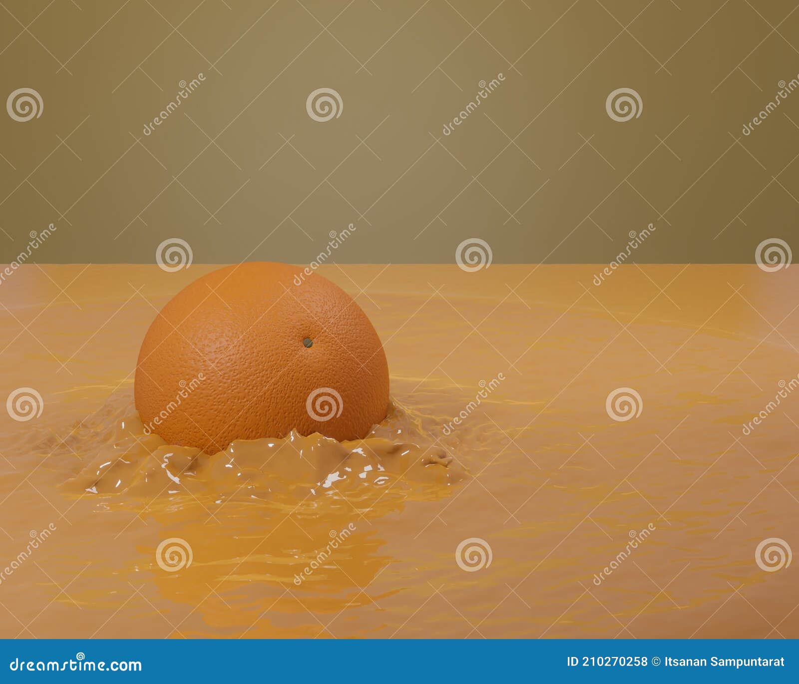 Orange Fruit Floating on the Orange Juice Stock Illustration ...