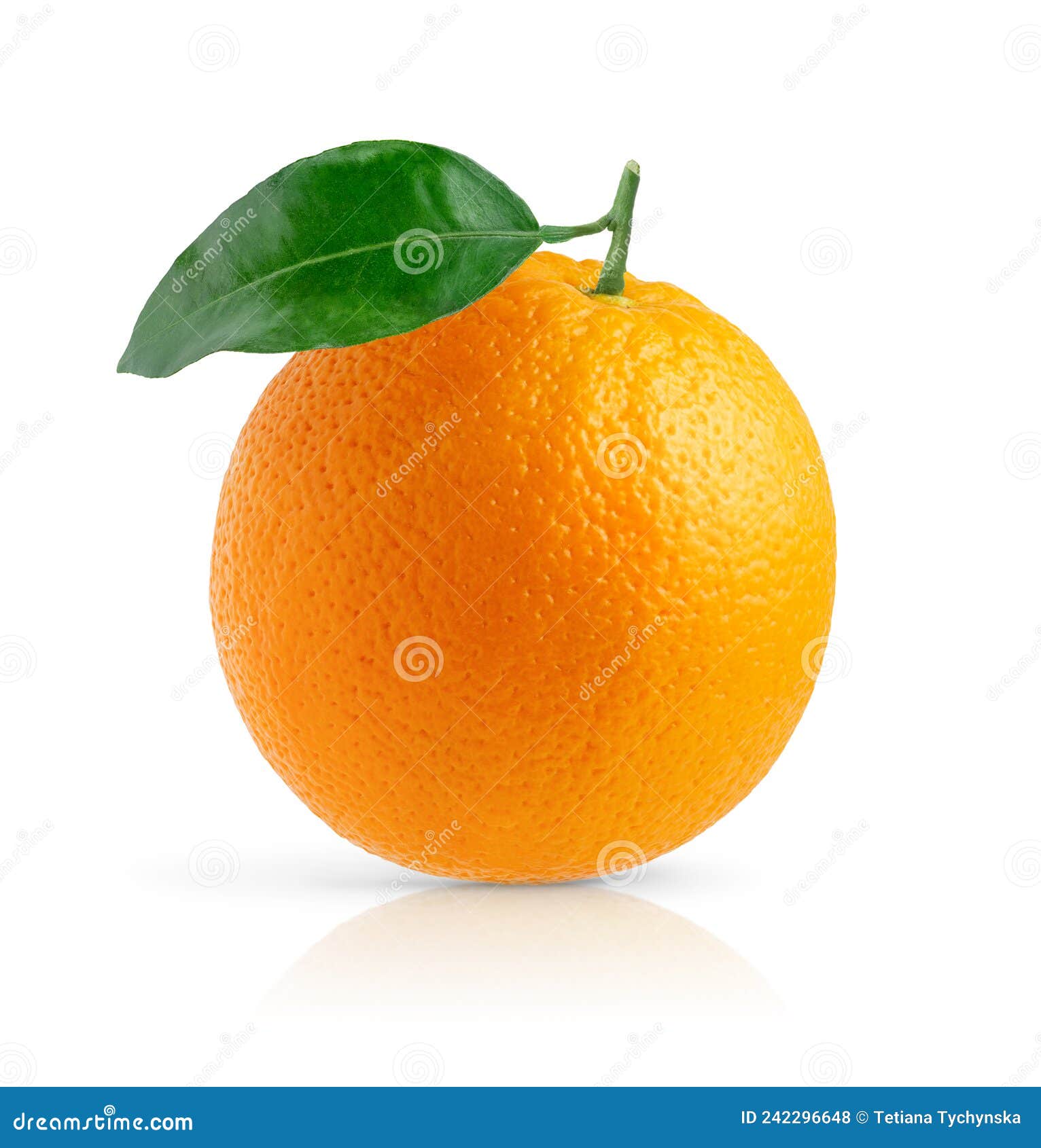 Orange Fruit with Green Leaf Isolated on White Background with Clipping ...