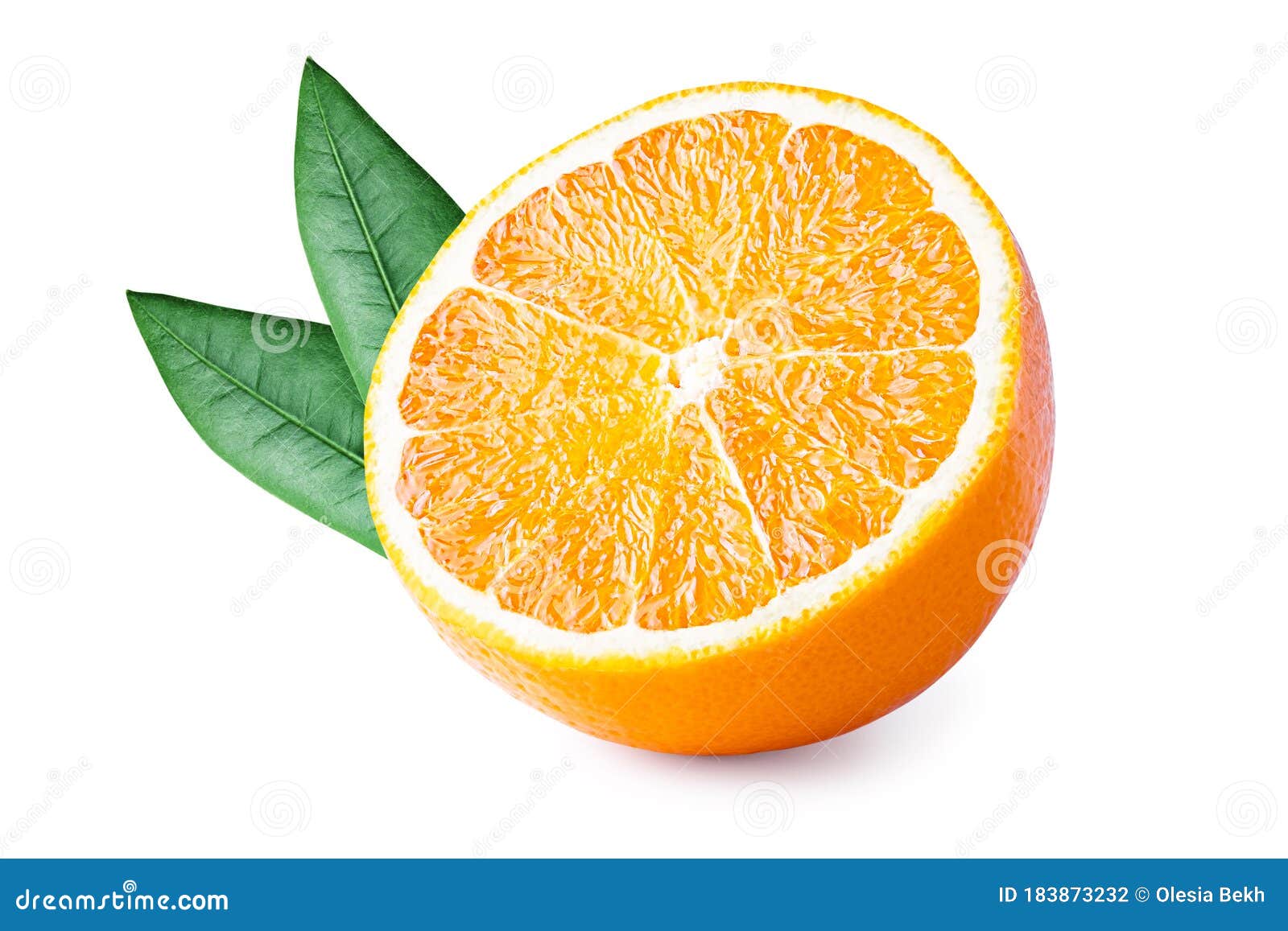 Orange Fruit with Green Leaves Isolated on White Background Stock Photo ...