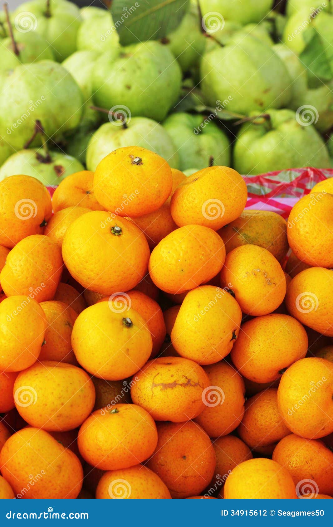 Orange Fruit and Guava Fruit in the Market Stock Photo - Image of ...