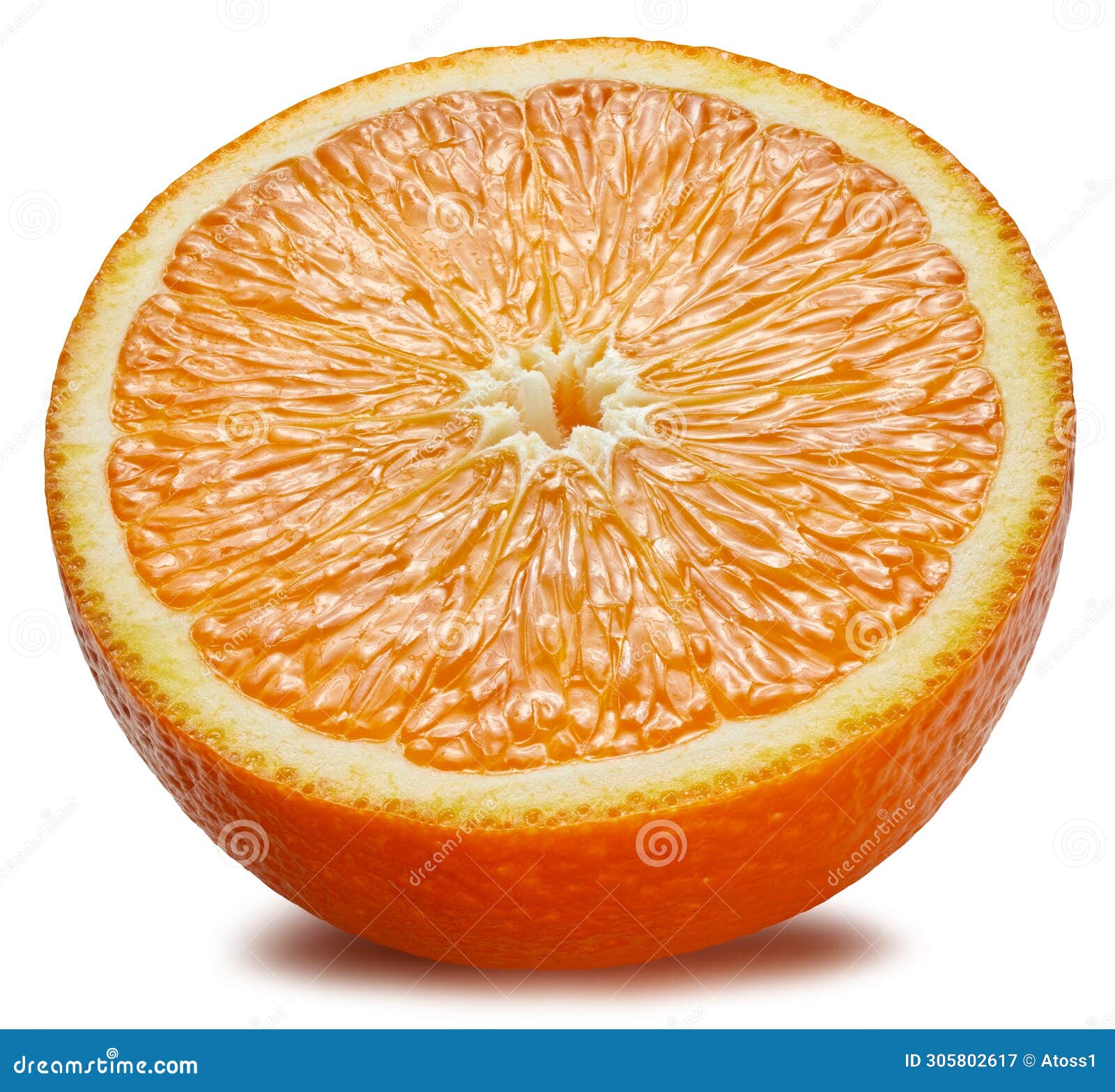 Orange Half Isolated on White Background Stock Image - Image of exotic ...