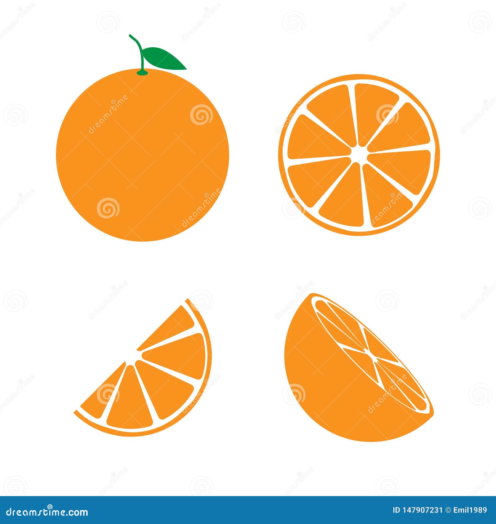 Orange Fruit Icon Symbol Set Stock Vector - Illustration of isolated ...