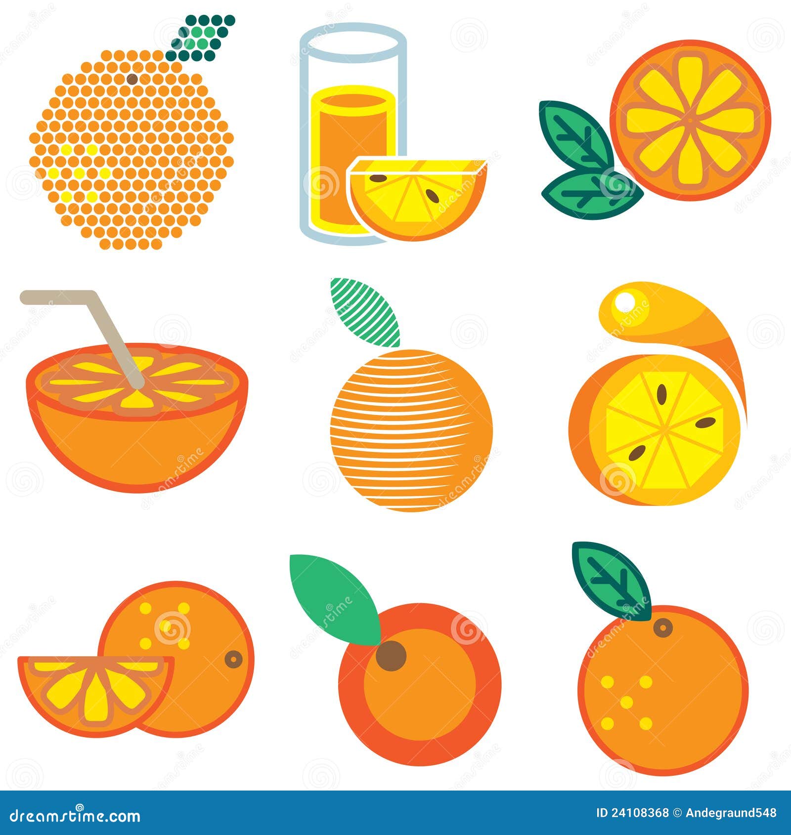 Orange fruit icons stock vector. Illustration of black - 24108368