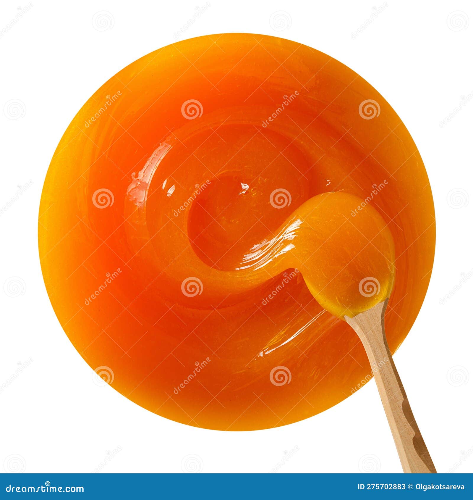 Orange Fruit Jam Texture in Form of Circle with Spoon Isolated on White ...