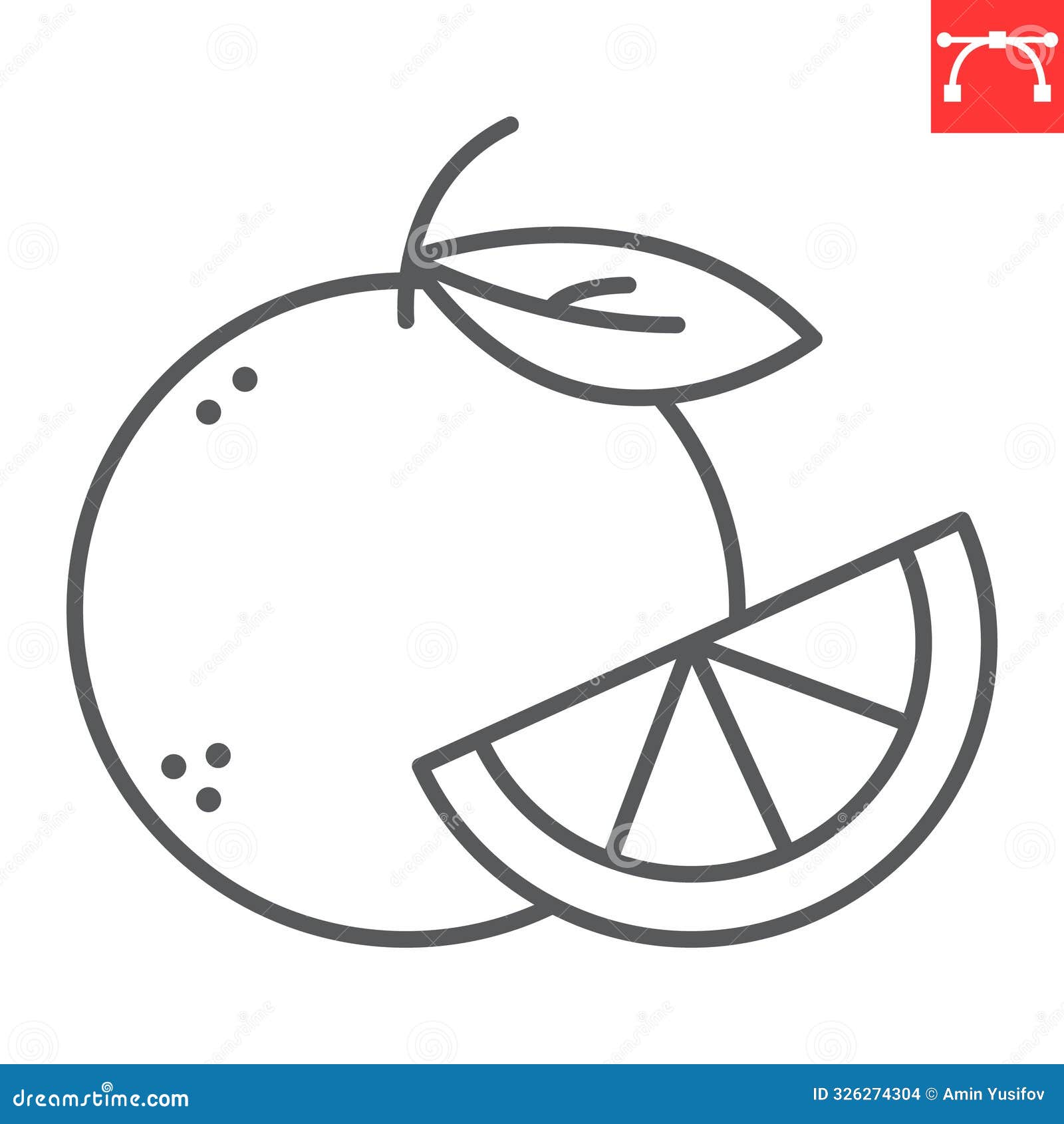 Orange fruit line icon stock illustration. Illustration of vitamin ...