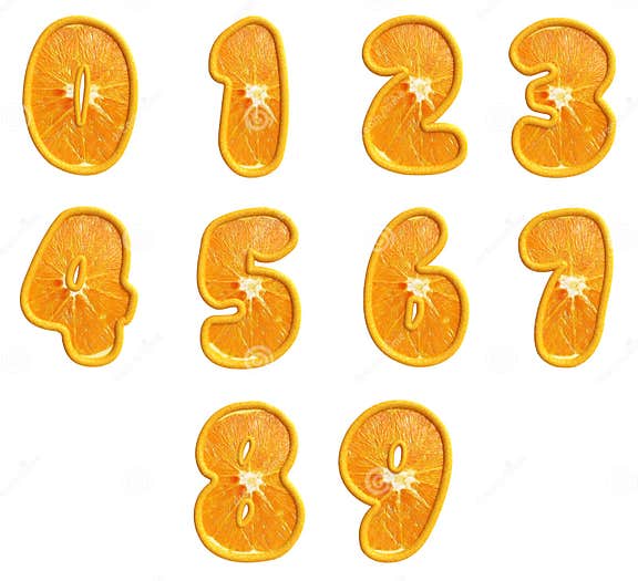Orange fruit numbers. stock illustration. Illustration of sweet - 35423589