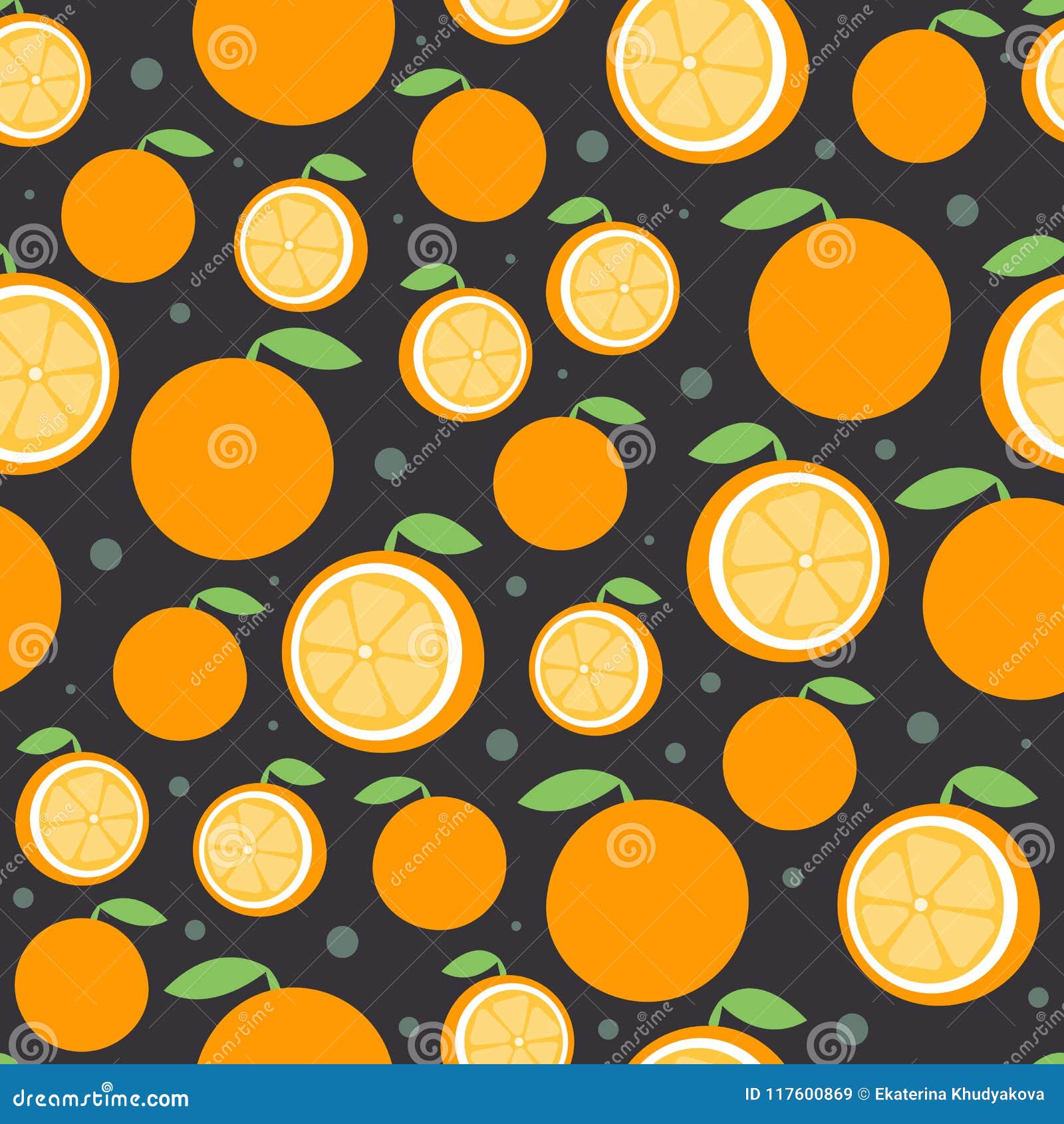 Orange Fruit Pattern on Dark. Bright Beautiful Citrus Seamless ...