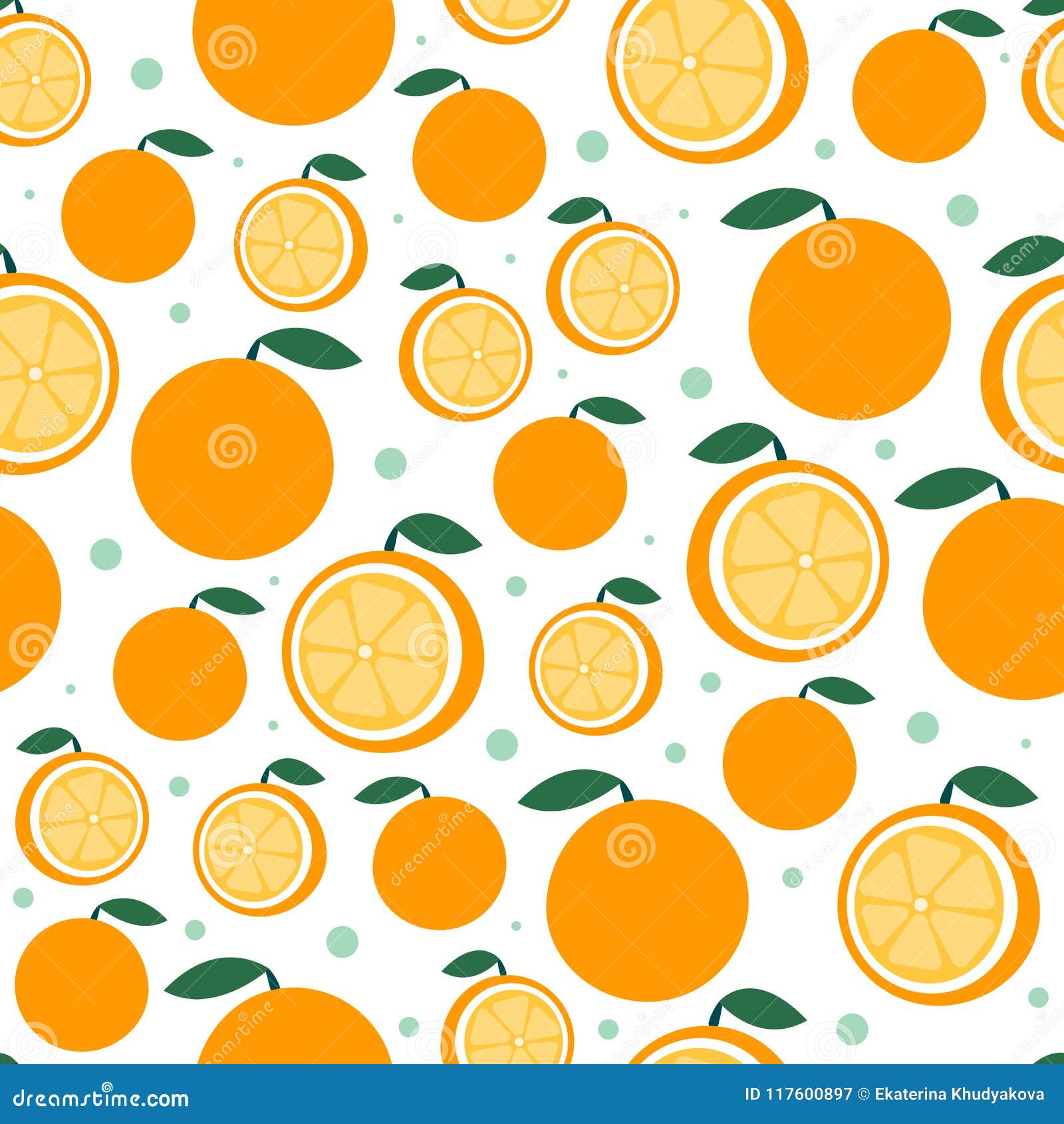 Orange Fruit Pattern on White. Bright Beautiful Citrus Seamless ...
