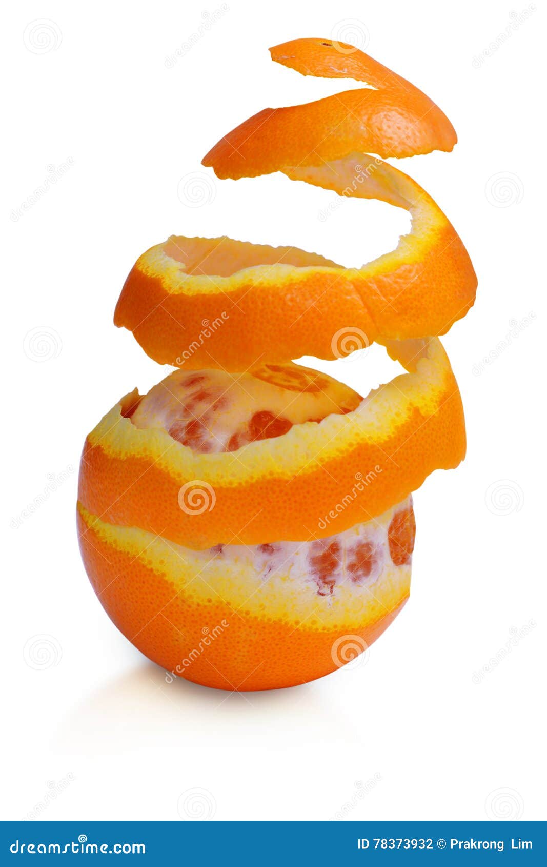 Orange Fruit with Peeled Spiral Skin Stock Photo - Image of aromatic ...