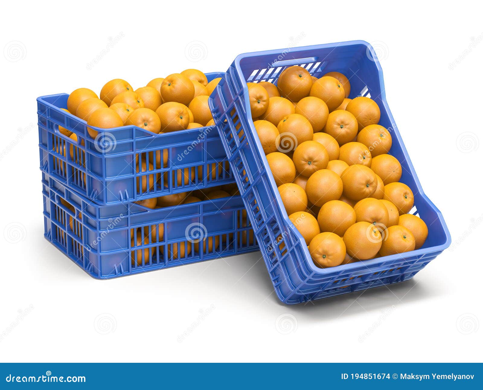 Orange Fruit in Plastic Fruit Crates Isolated on White Background Stock ...