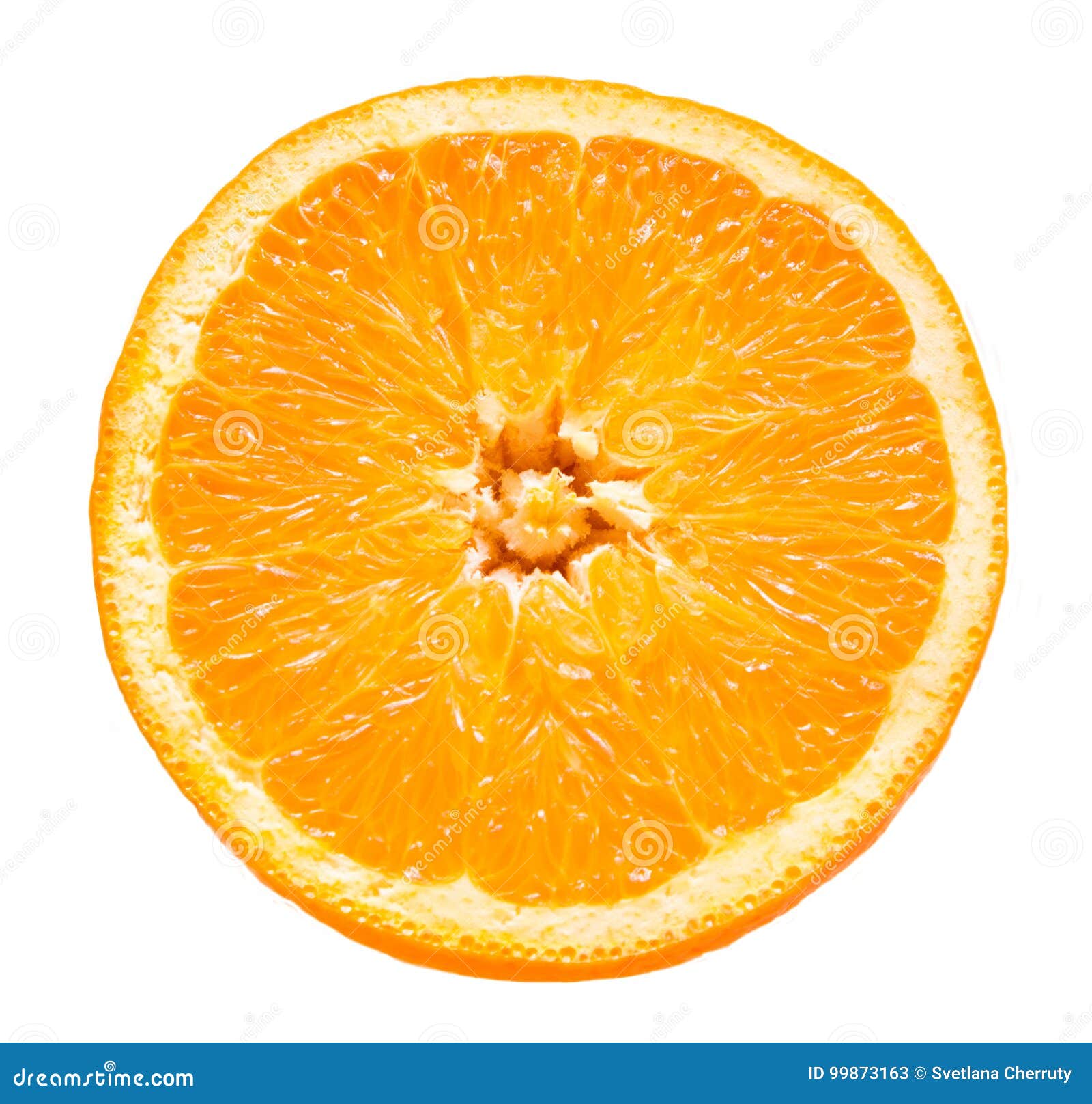 Orange Fruit. Round Slice Isolated on White Table. View from Above ...