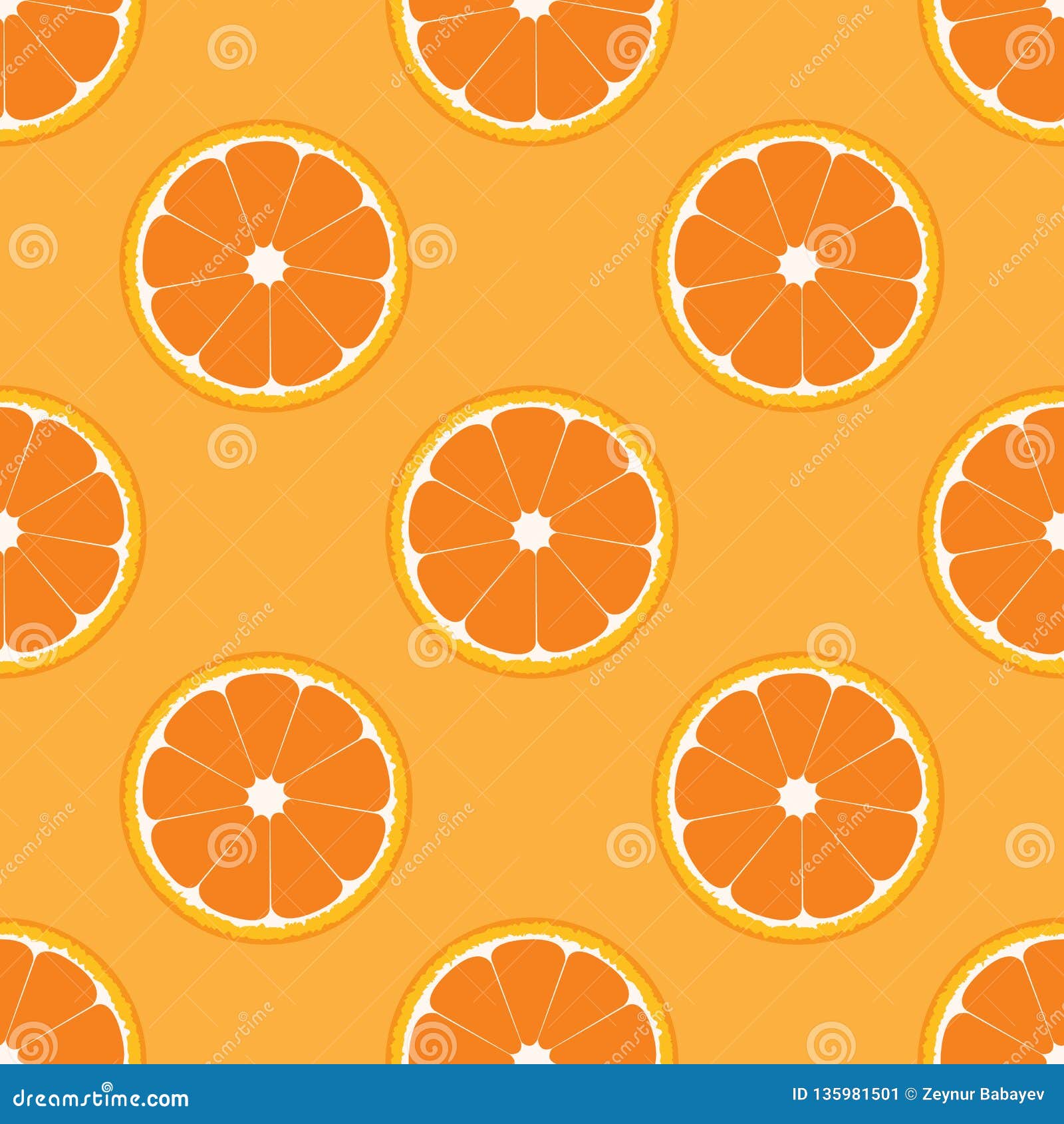 Orange Fruit Seamless. Flat Color Vector Illustration for Your Package ...