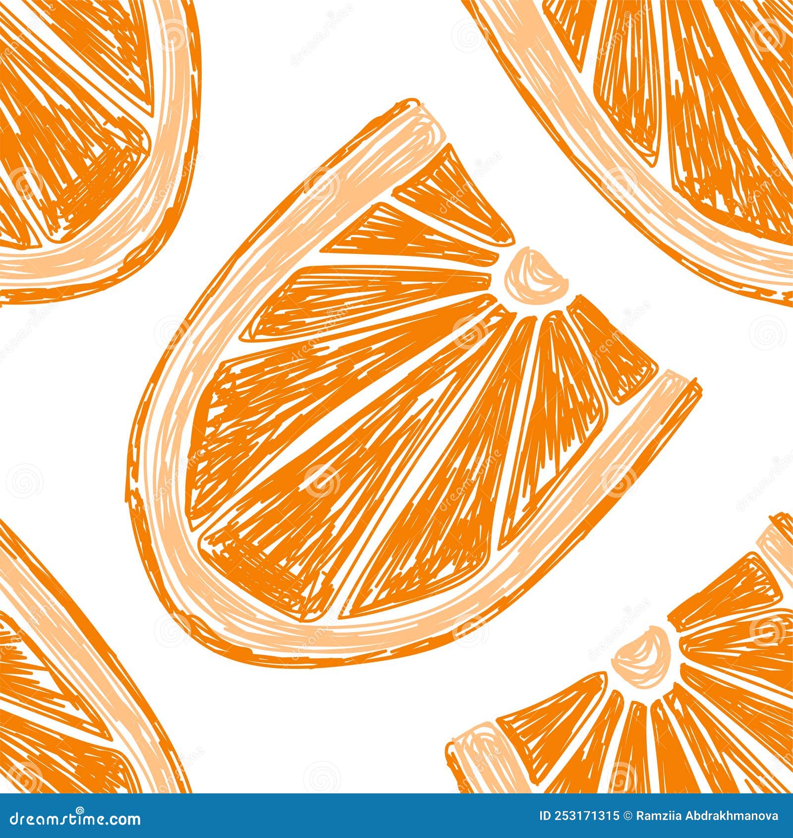 Orange Fruit Seamless Pattern. Food Sketch Illustration Stock Vector ...