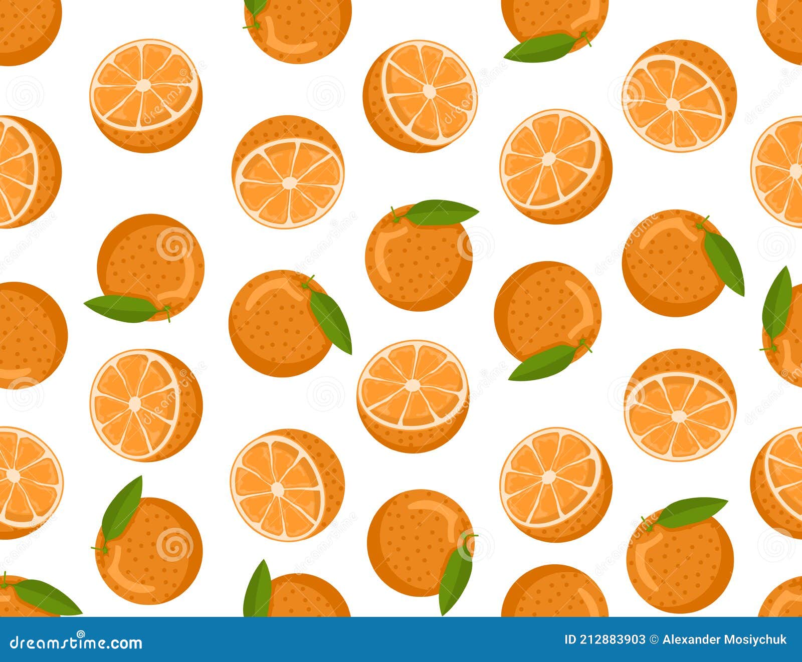 Orange Fruit Seamless Pattern. Whole and Cut in Half Stock Vector ...