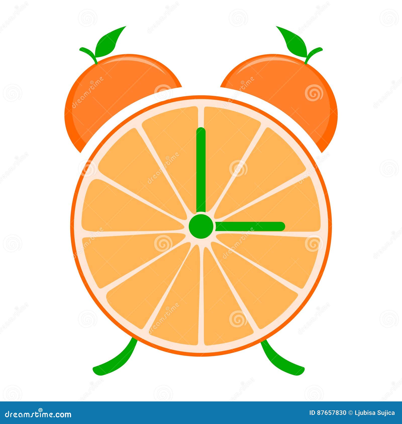 Orange Fruit Slice Clock Isolated Stock Vector - Illustration of ...