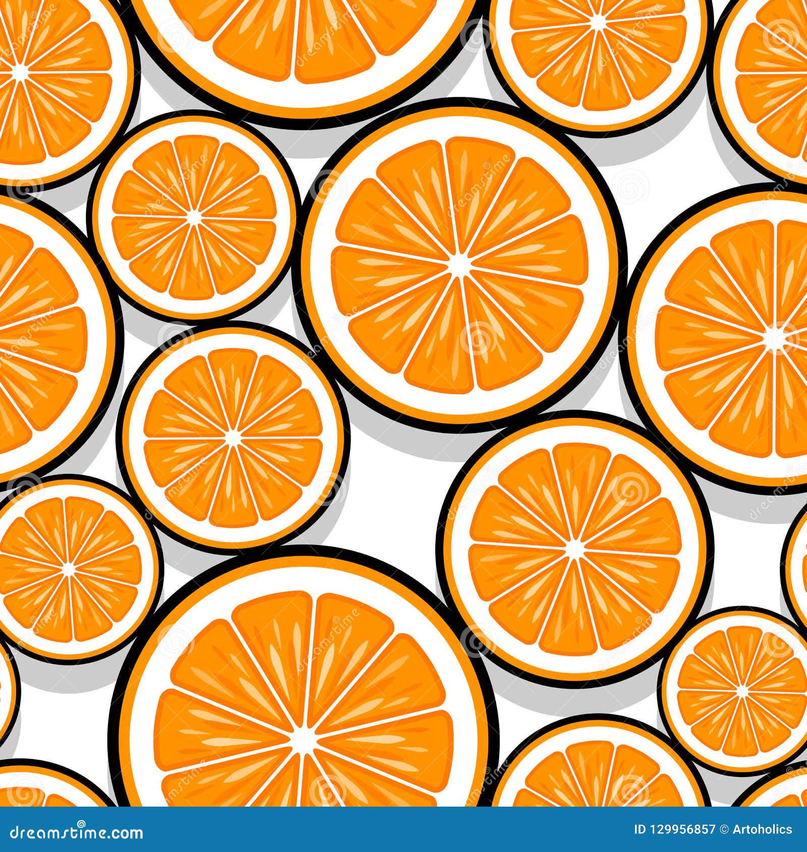 Seamless Pattern of Orange Fruit Slice Graphics. Stock Vector ...