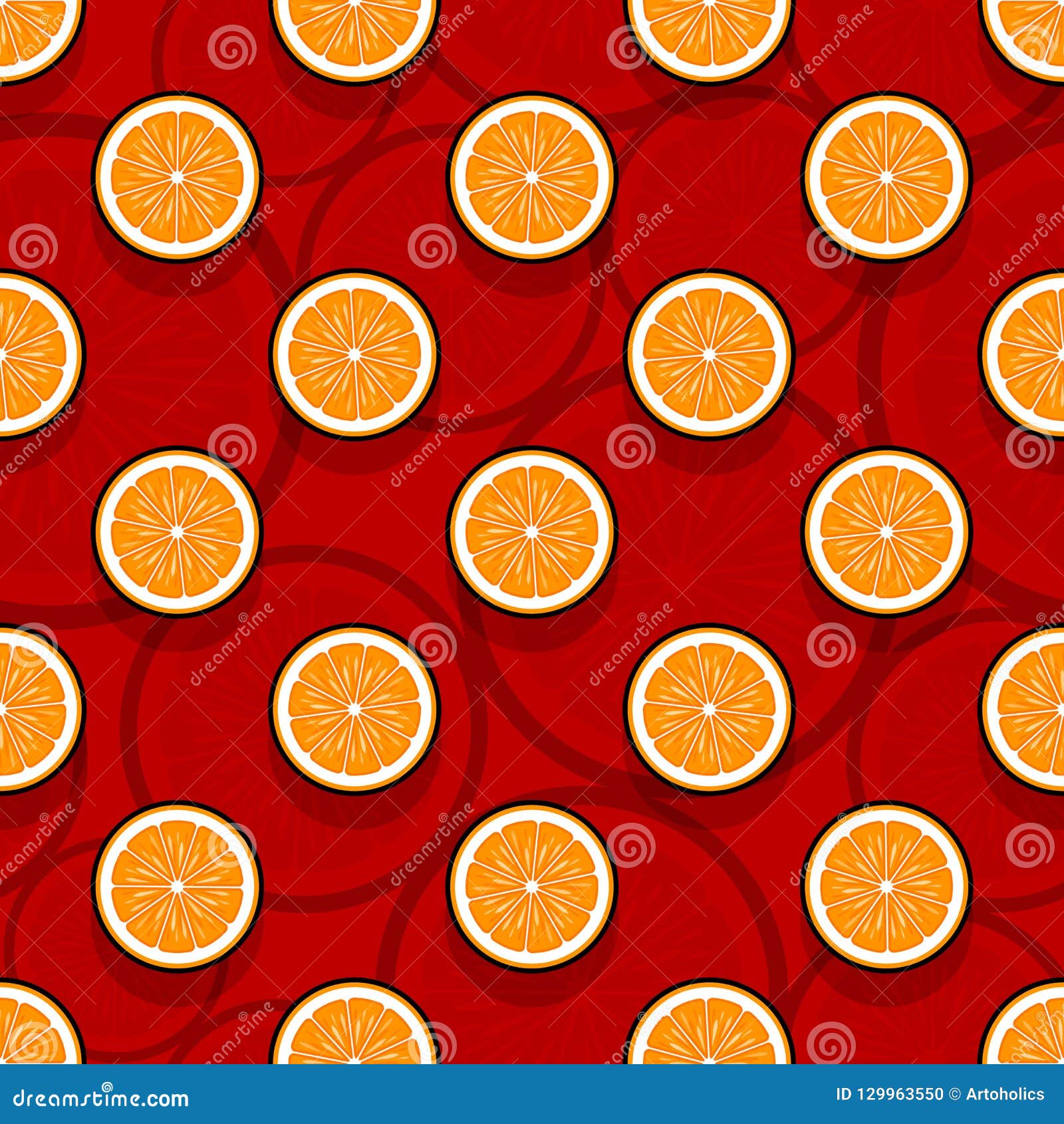 Seamless Pattern of Orange Fruit Slice Graphics. Stock Vector ...
