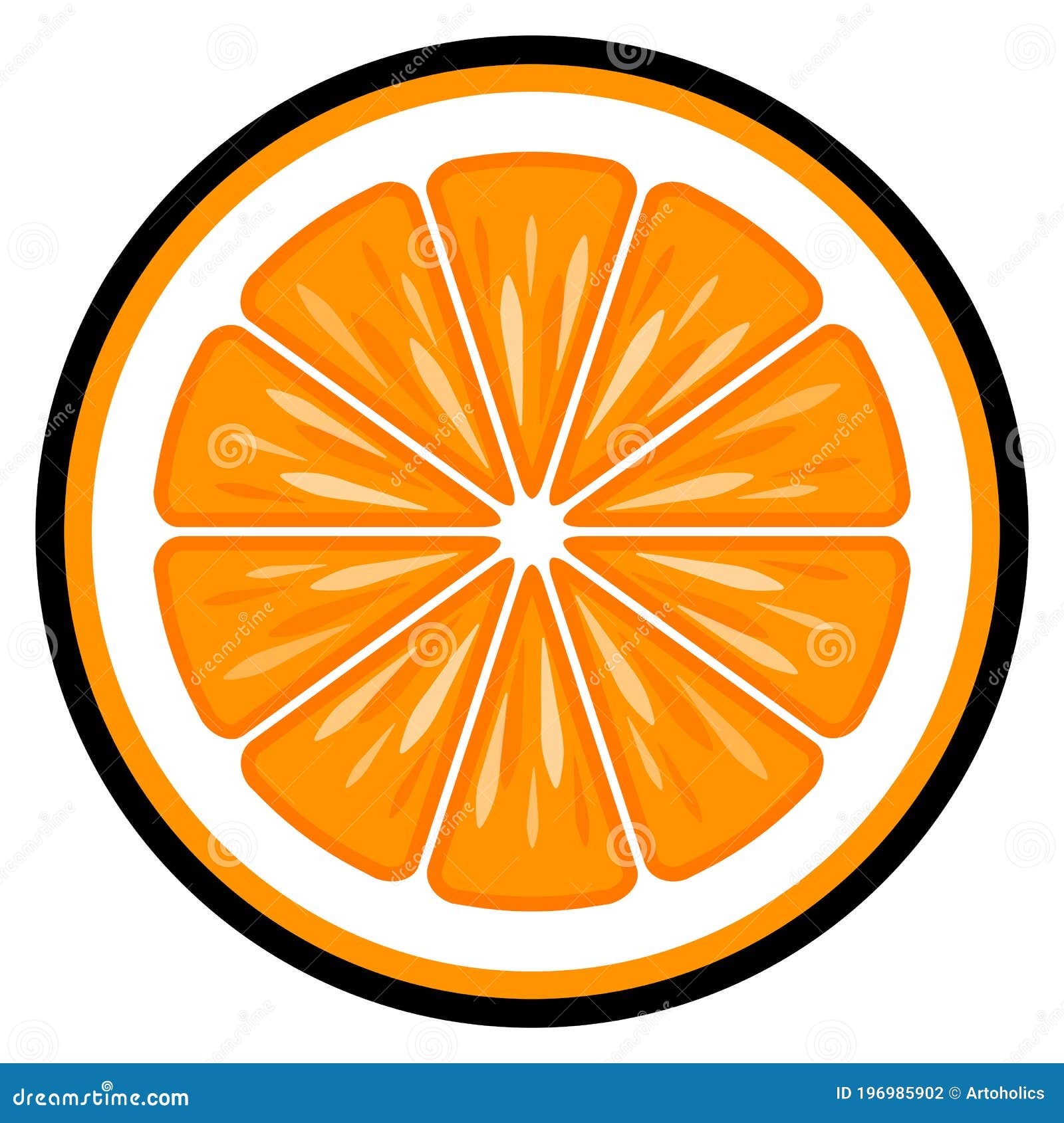 Orange Fruit Slice Vector Art Graphic Isolated on White Background ...