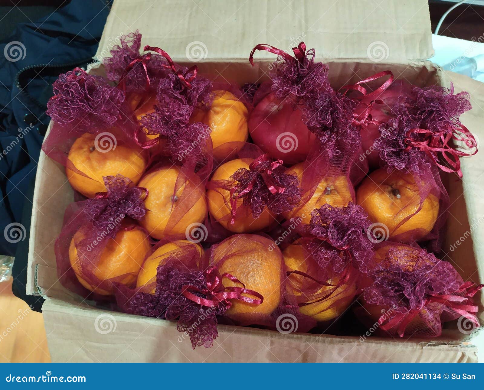 Orange Fruits and Apple Fruits with Red Packing Stock Photo - Image of ...