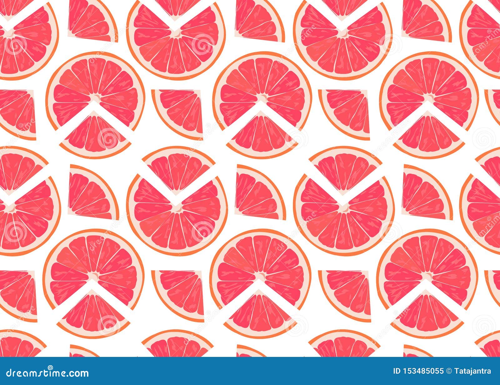 Orange Fruits Slice and Piece Seamless Pattern on White Background. Grapefruit Citrus Fruit ...