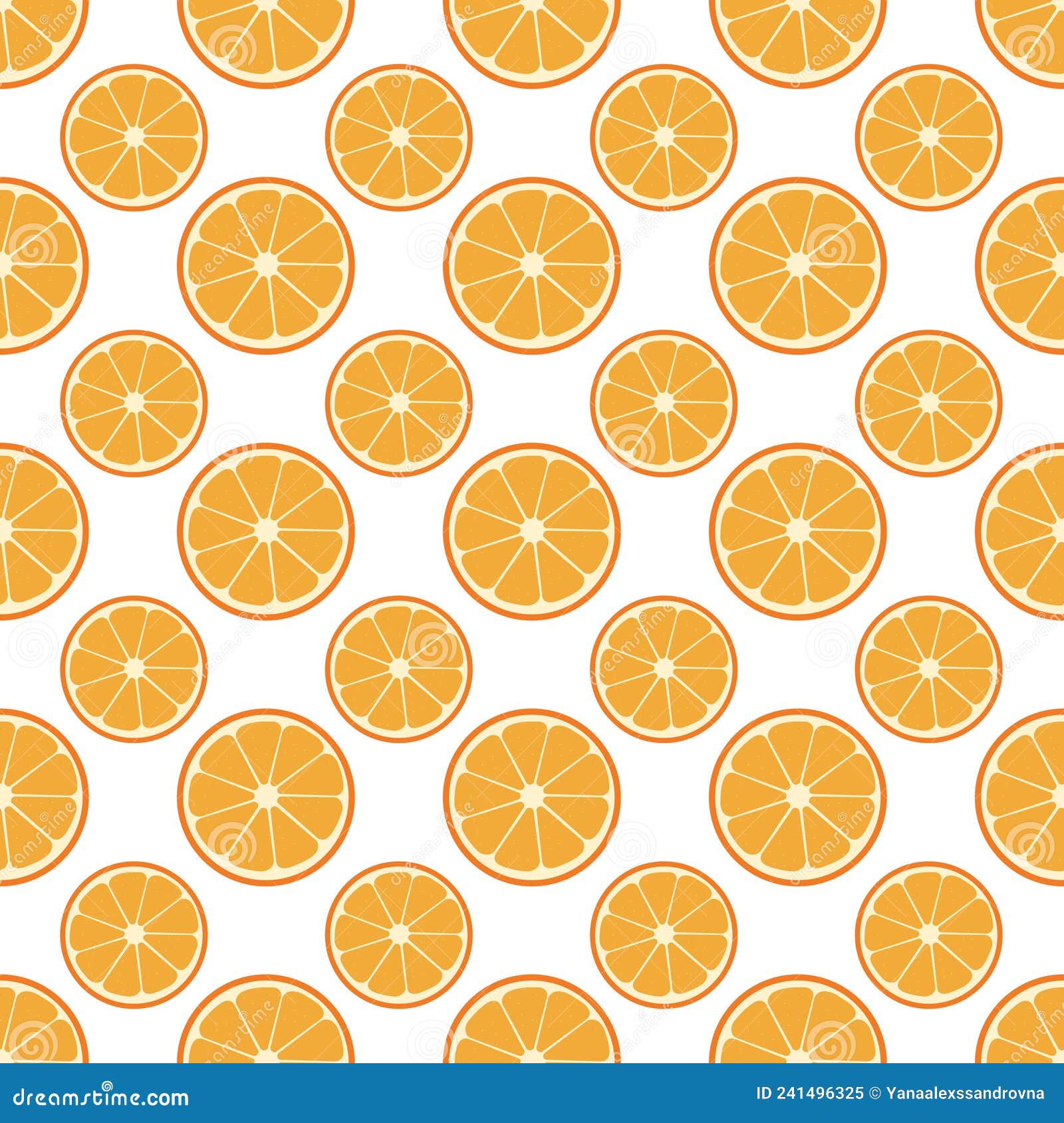 Orange Fruits Slice Seamless Pattern on White Background. Citrus Fruits ...