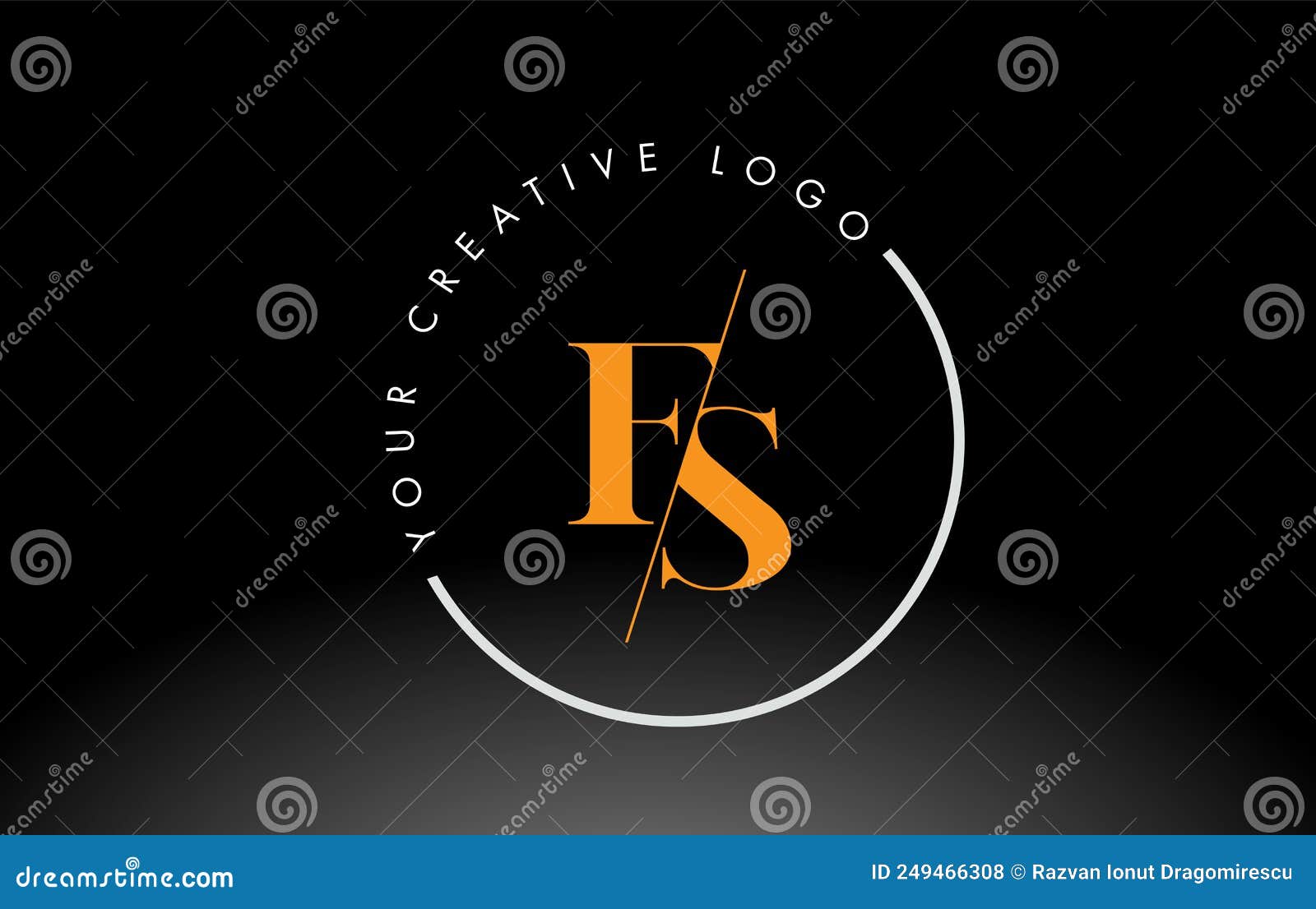 Orange FS Serif Letter Logo Design with Creative Intersected Cut Stock ...