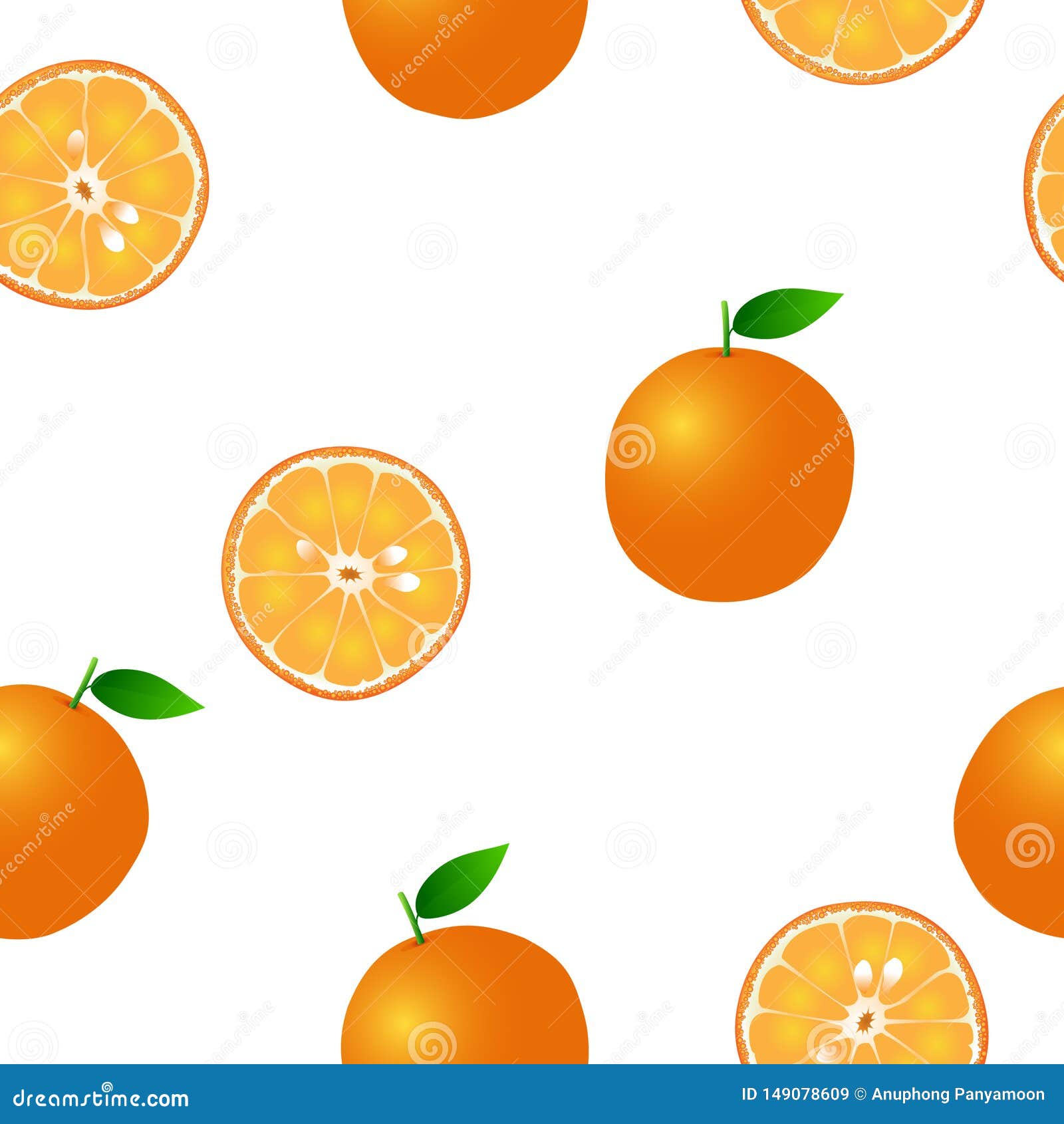 Orange Full and Half Seamless Stock Vector - Illustration of colorful ...