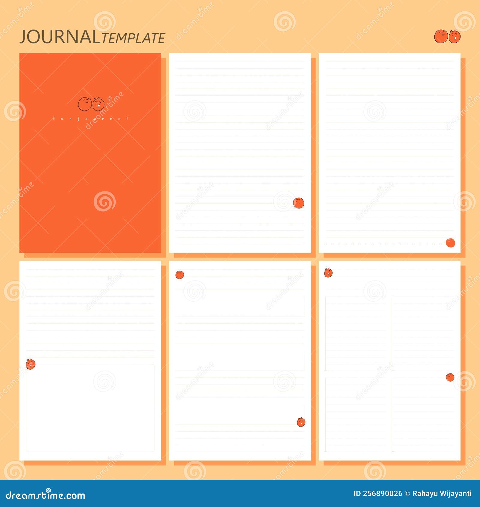 Orange Fun Journal Planner Template Stock Vector - Illustration of ...