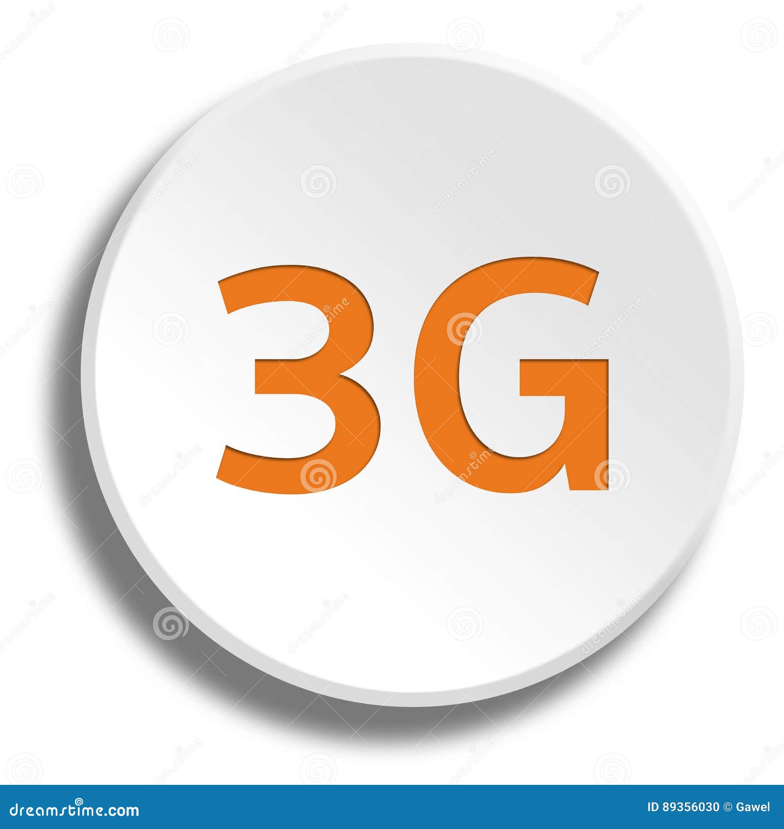 Orange 3G in Round White Button with Shadow Stock Illustration ...