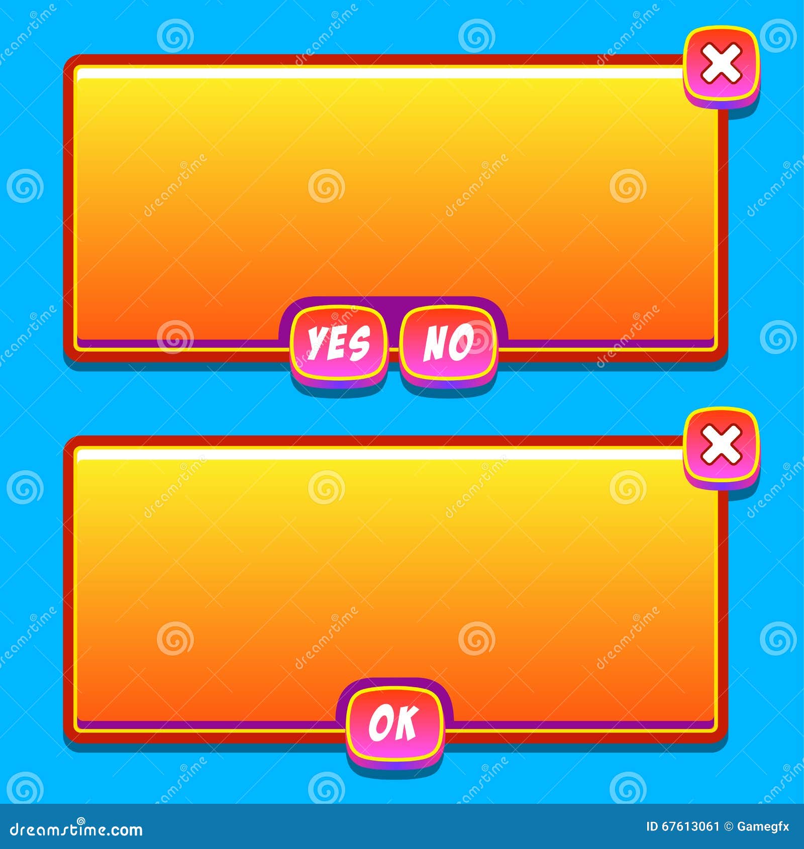 Orange Game Interface Panels Ui Buttons Stock Vector - Illustration of ...