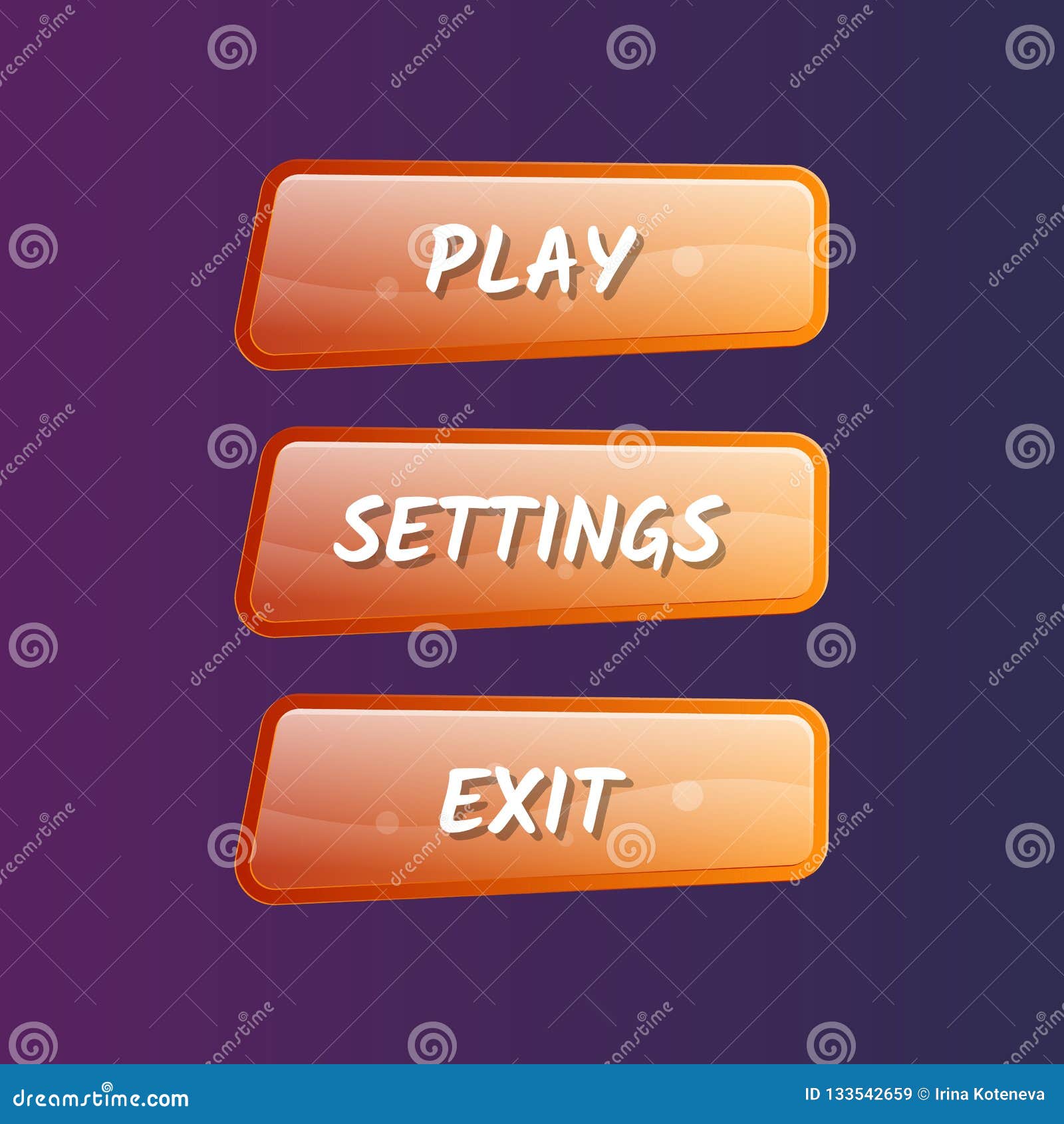 Orange Game User Interface Set Stock Illustration - Illustration of ...