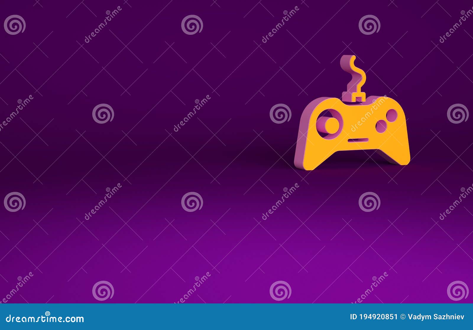 Orange Gamepad Icon Isolated on Purple Background. Game Controller ...
