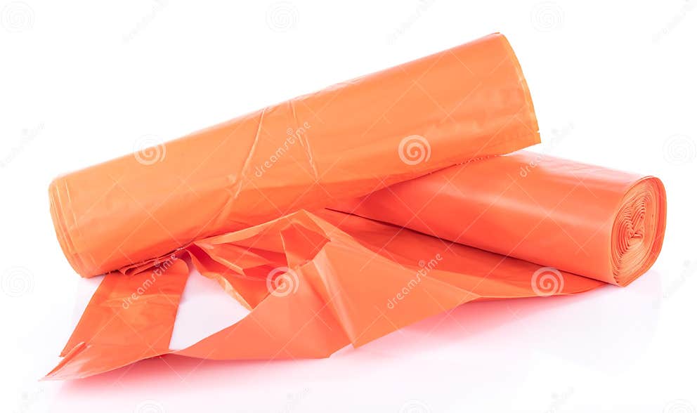 Orange garbage bags stock photo. Image of trash, recycling - 58555624