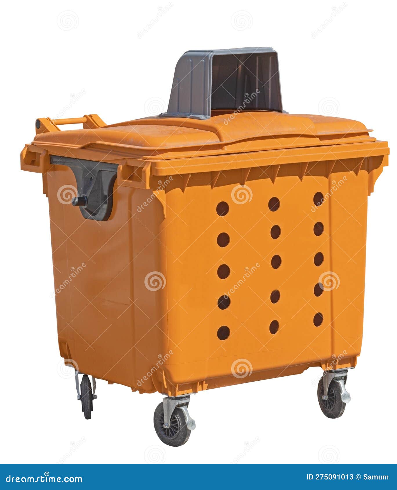 Orange Garbage Container on White Stock Image - Image of reusing ...