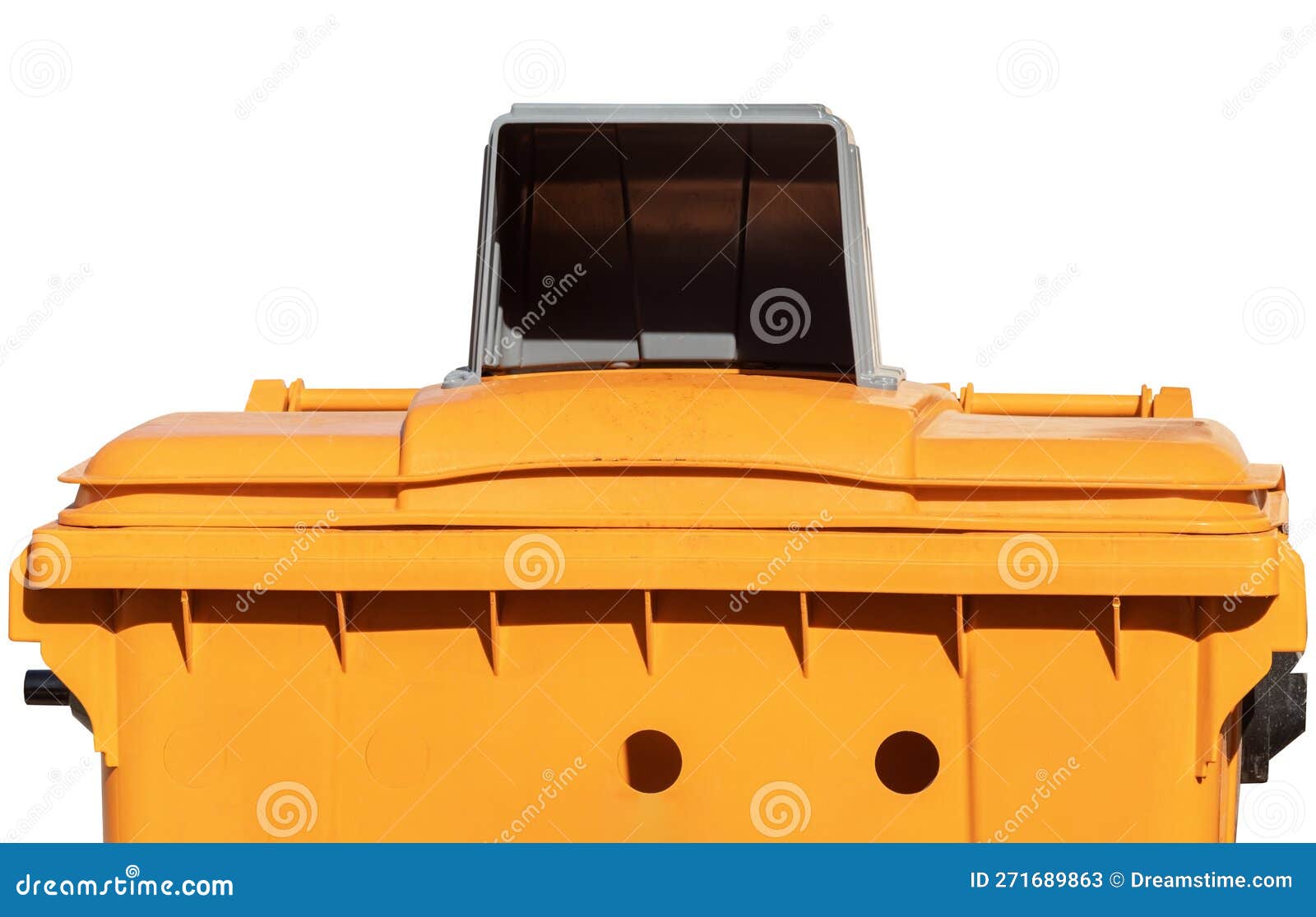 Orange Garbage Container on White Stock Image - Image of container ...