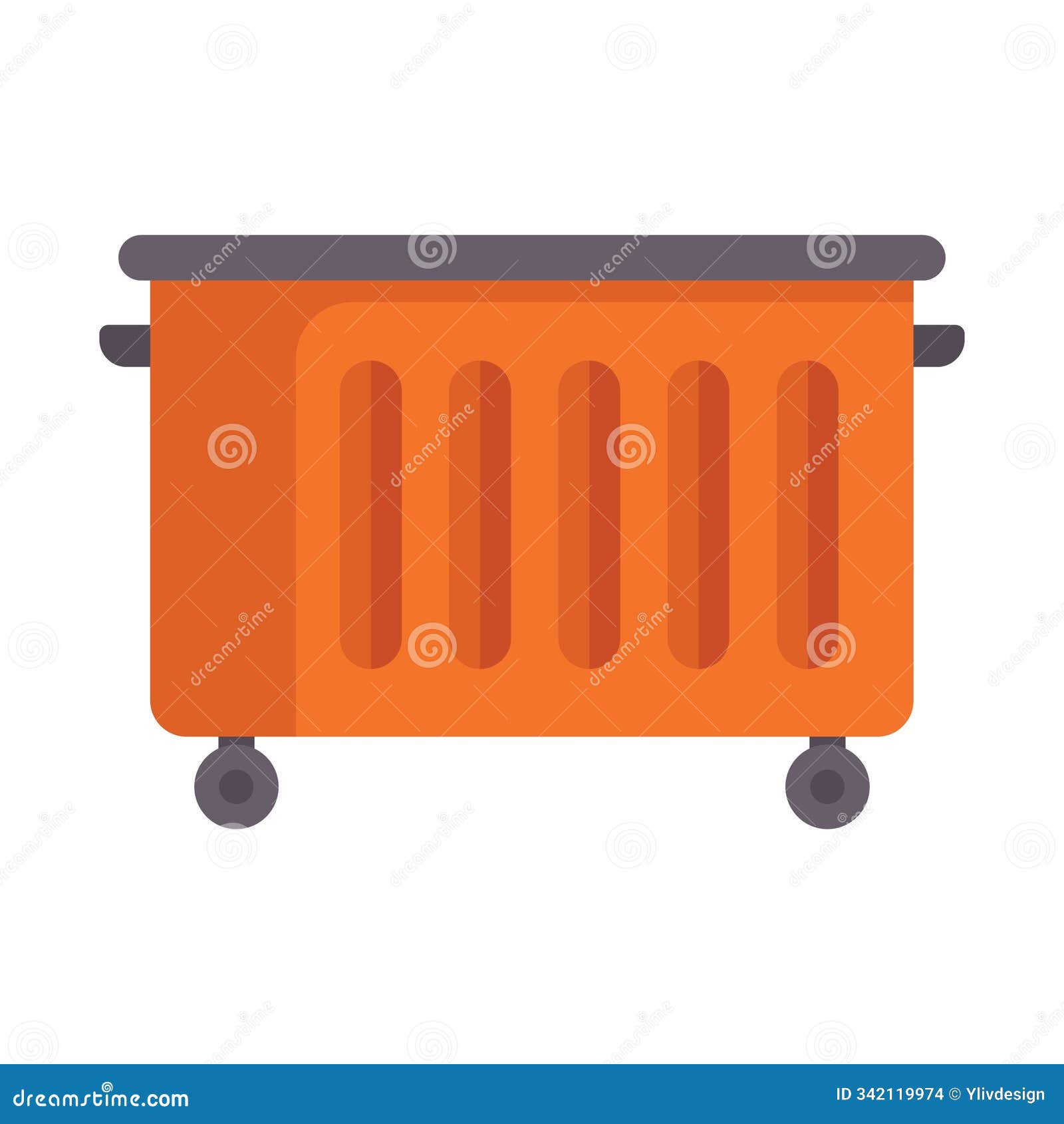 Orange Garbage Dumpster Bin with Wheels Standing Open for Loading ...