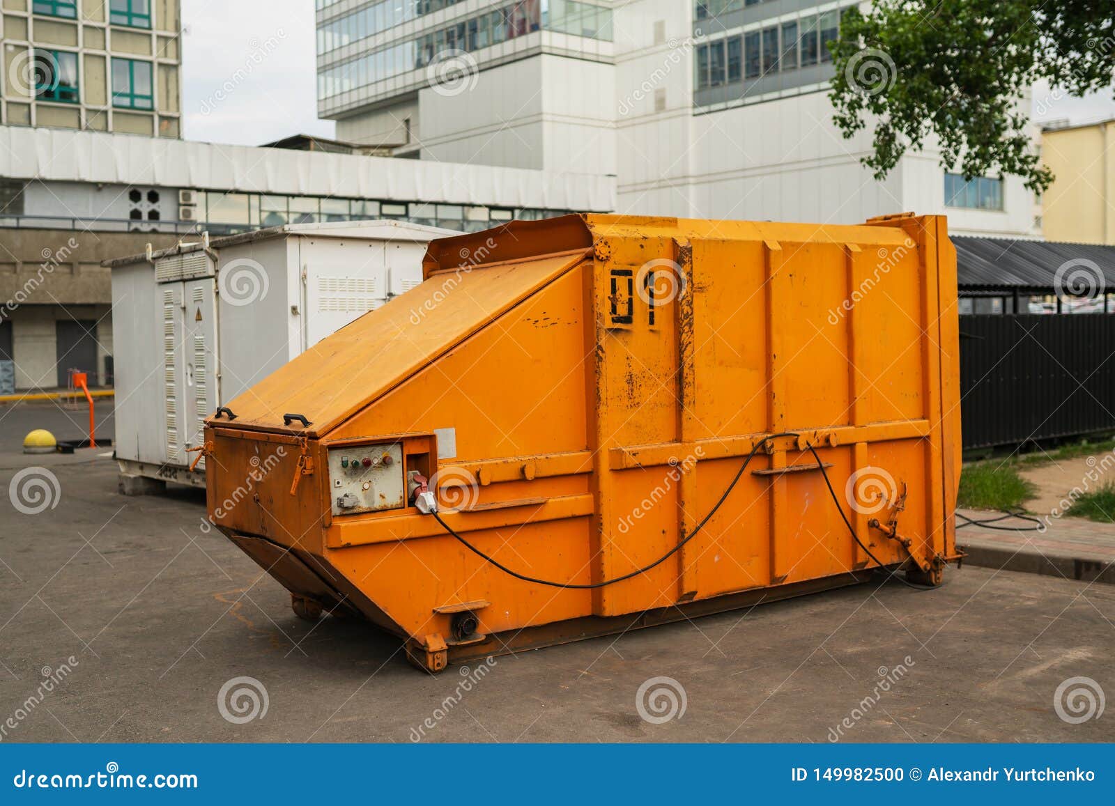 Orange garbage container stock photo. Image of recycle - 149982500