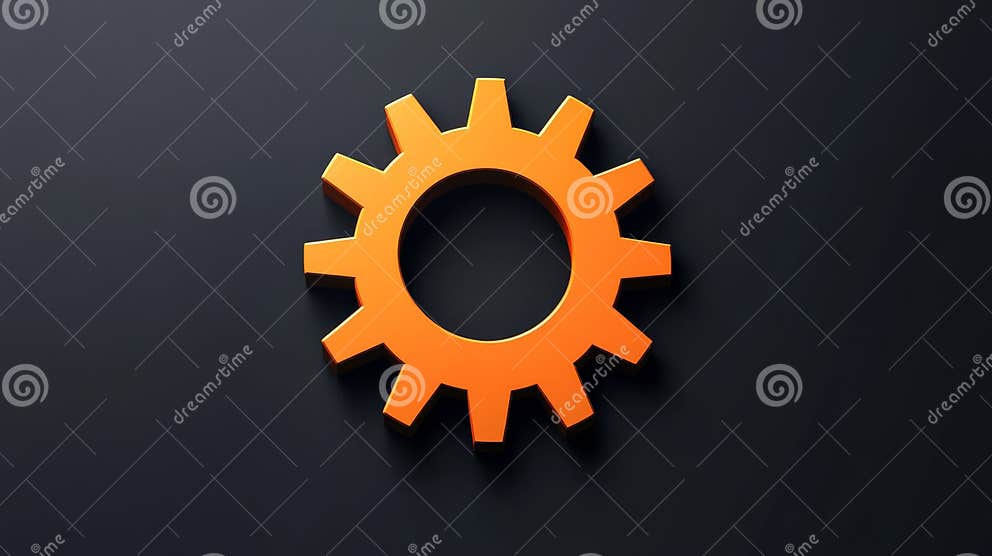 Orange Gear on Dark Background, Minimalistic Design. Engineering and ...