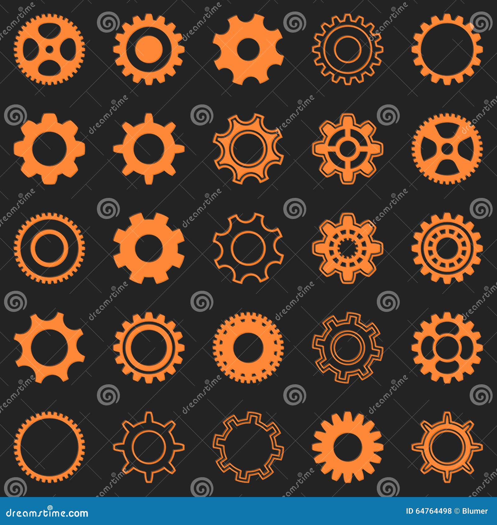 Orange gear wheel icons stock vector. Illustration of motor - 64764498