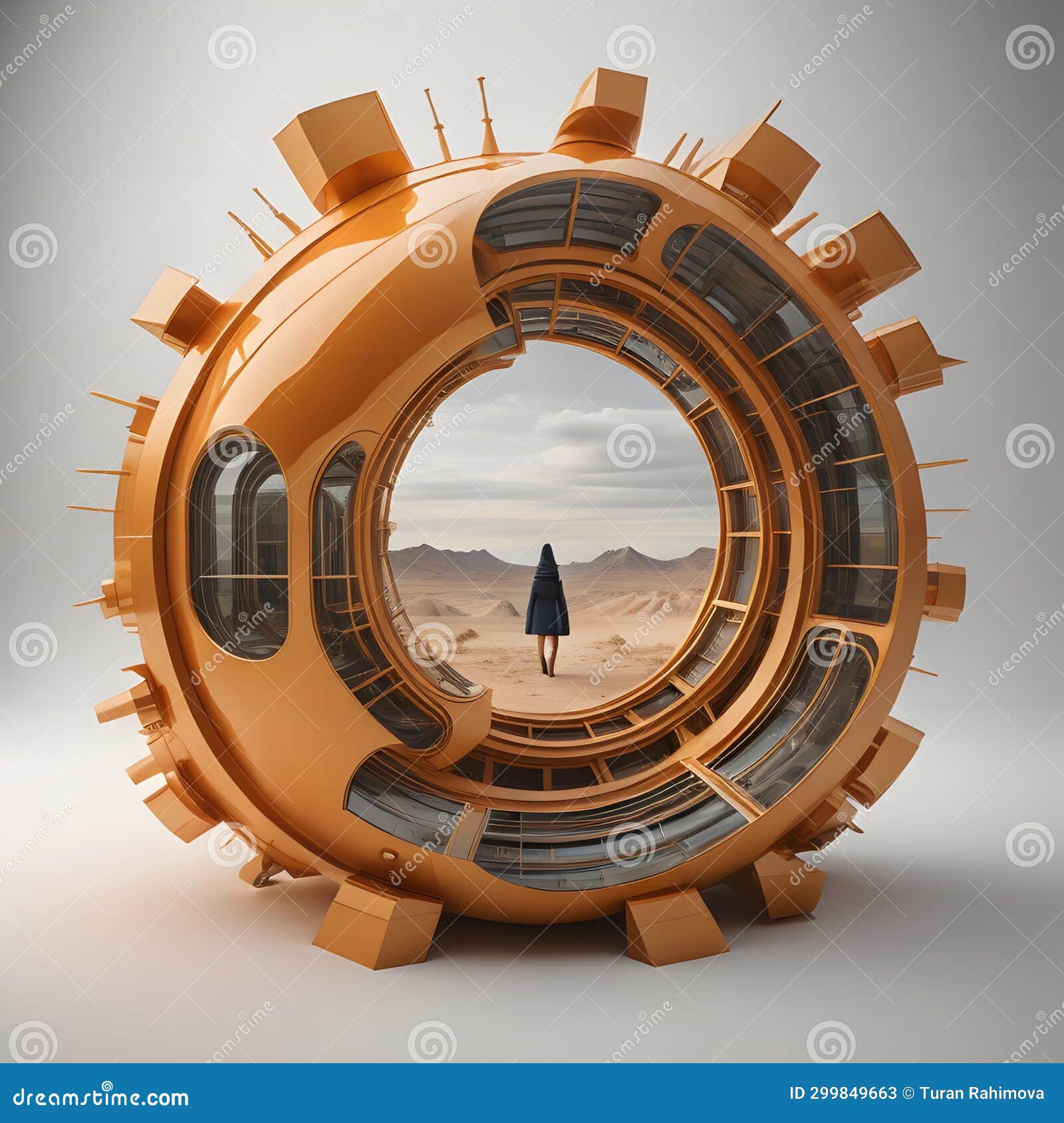 An Orange Gear Wheel with a Woman in the Middle. Generative Ai Stock ...