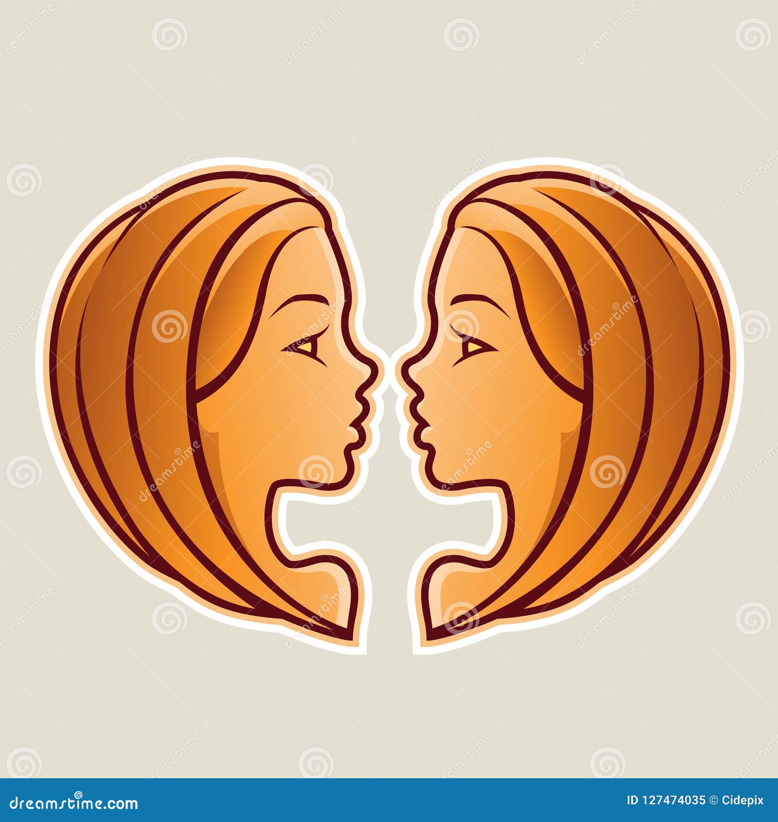 Orange Gemini or Twins Icon Vector Illustration Stock Vector ...