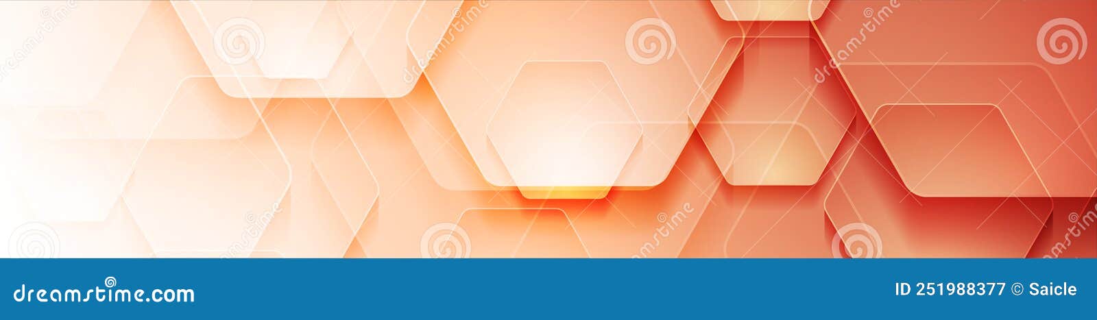 Orange Geometric Tech Background with Glossy Hexagons Stock Vector ...