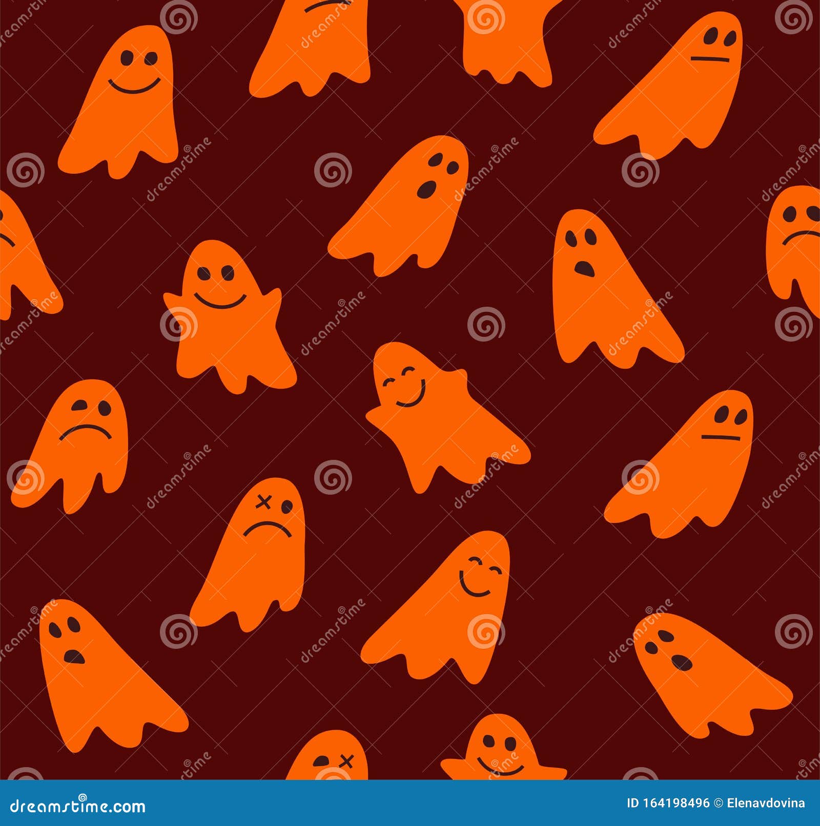 Orange Ghosts, Seamless Pattern, Vector Stock Vector - Illustration of ...