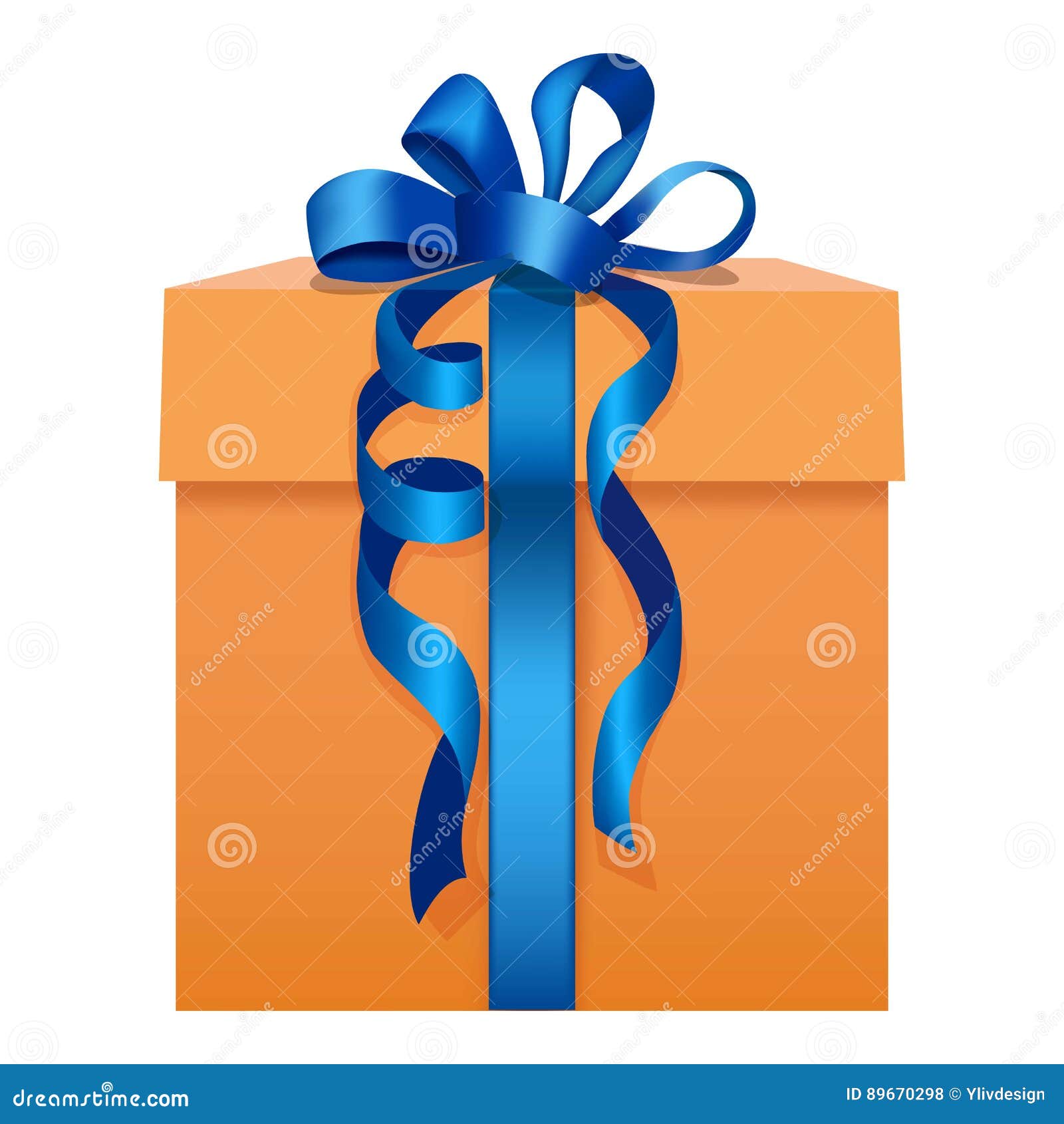 Orange Gift Box with a Blue Ribbon Icon Flat Style Stock Vector ...