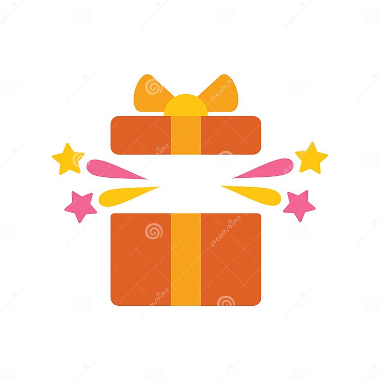 Orange Gift Box Opening with Confetti Exploding Out Stock Illustration ...
